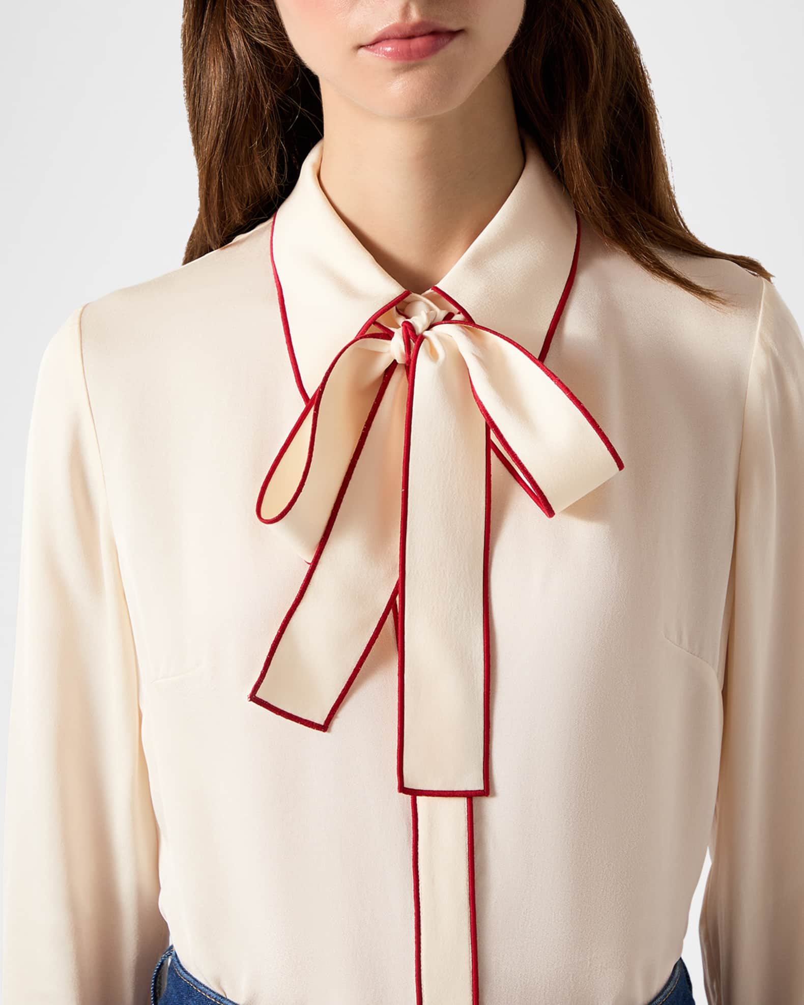 LK Bennett Elisa Tie-Neck Crepe Blouse | Neiman Marcus