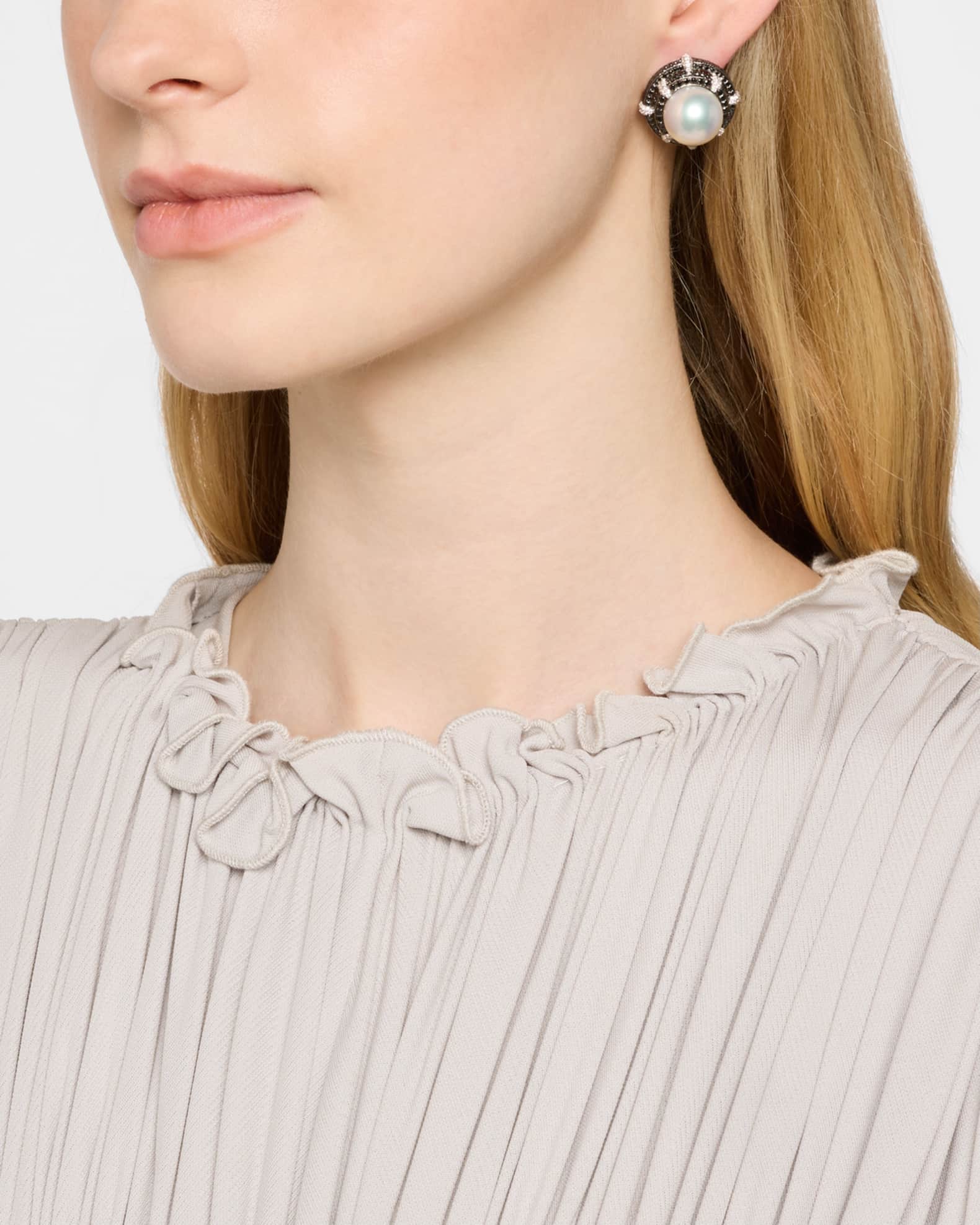 Belpearl 18K White Gold Diamond Cultured Pearl Earring, Single | Neiman ...