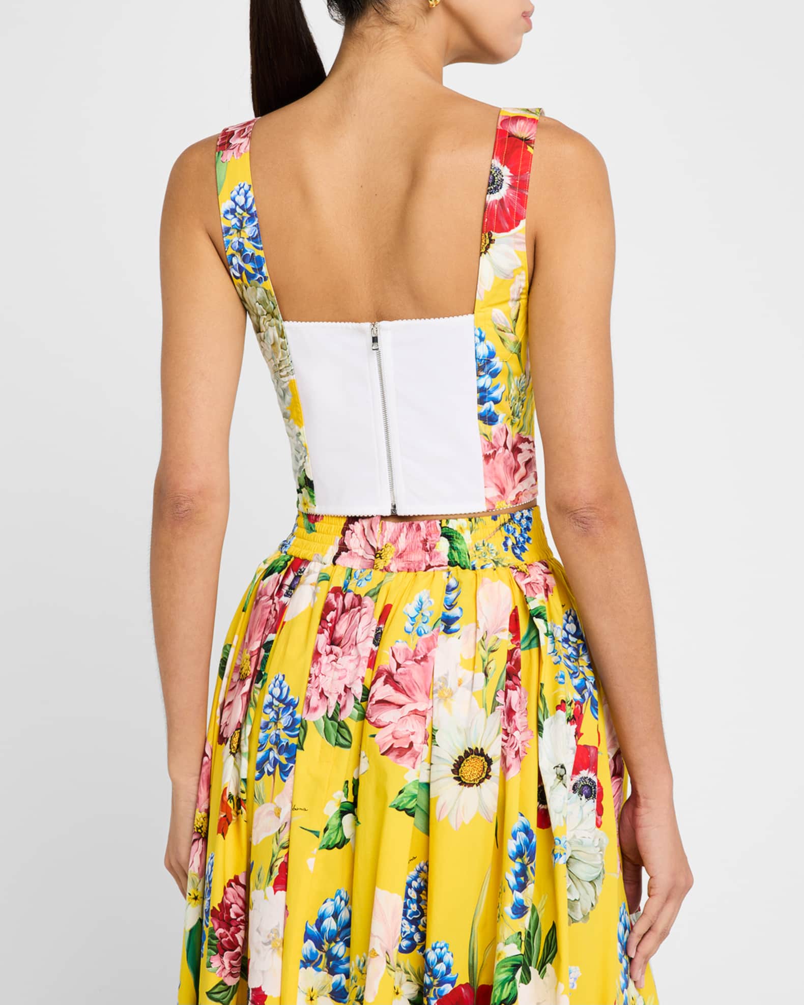 Dolce&Gabbana Floral Crop Bustier Top | Neiman Marcus