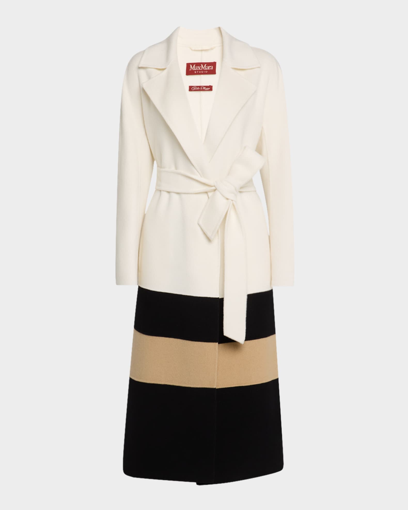 Max Mara Studio Arena Colorblock Wool Wrap Coat | Neiman Marcus