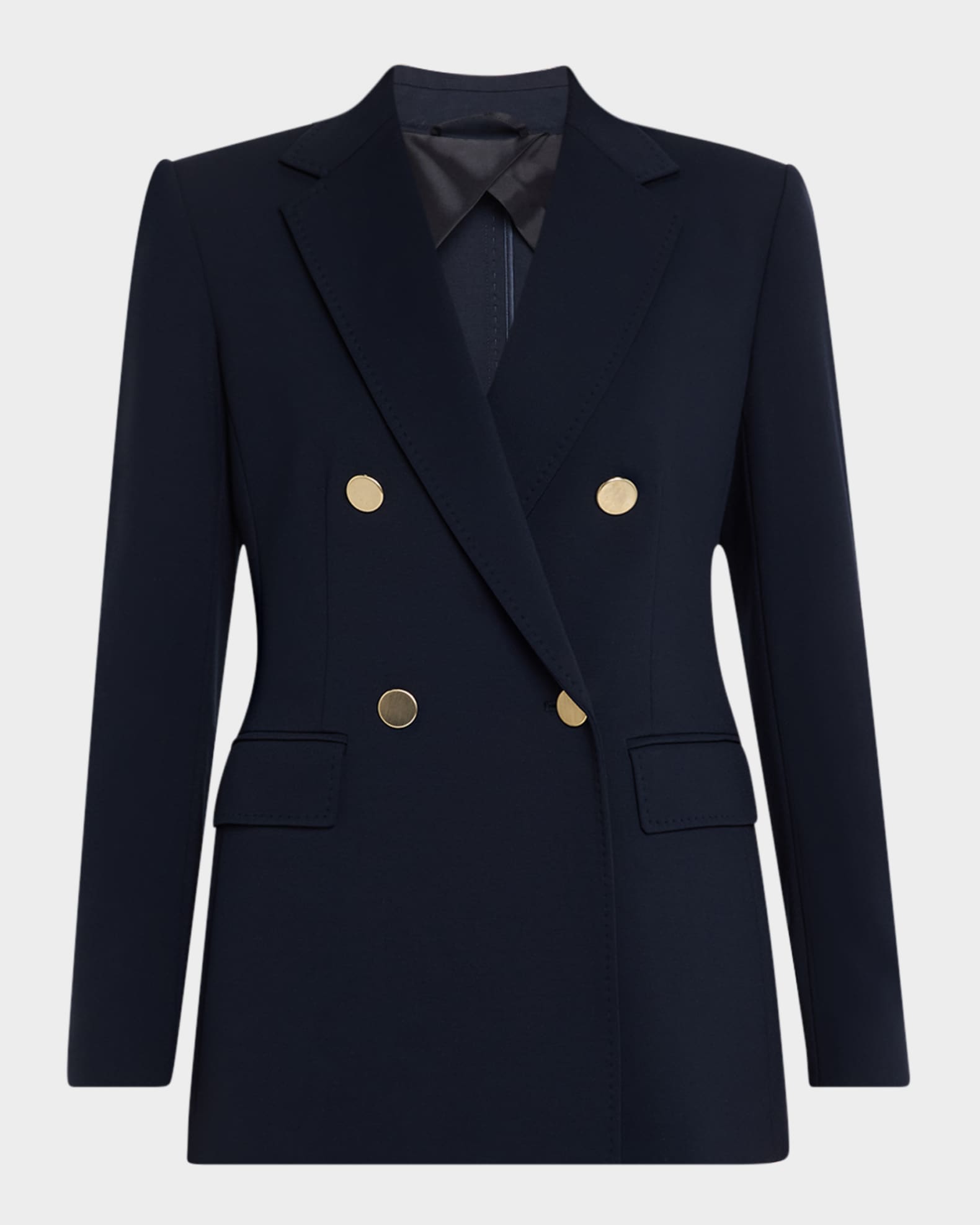 Max Mara Studio Lerici Double-Breasted Pick Stitch Blazer | Neiman Marcus