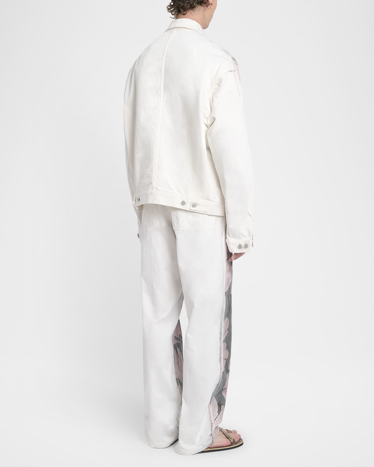 Dries Van Noten Men's Veper Floral-Print Denim Jacket | Neiman Marcus