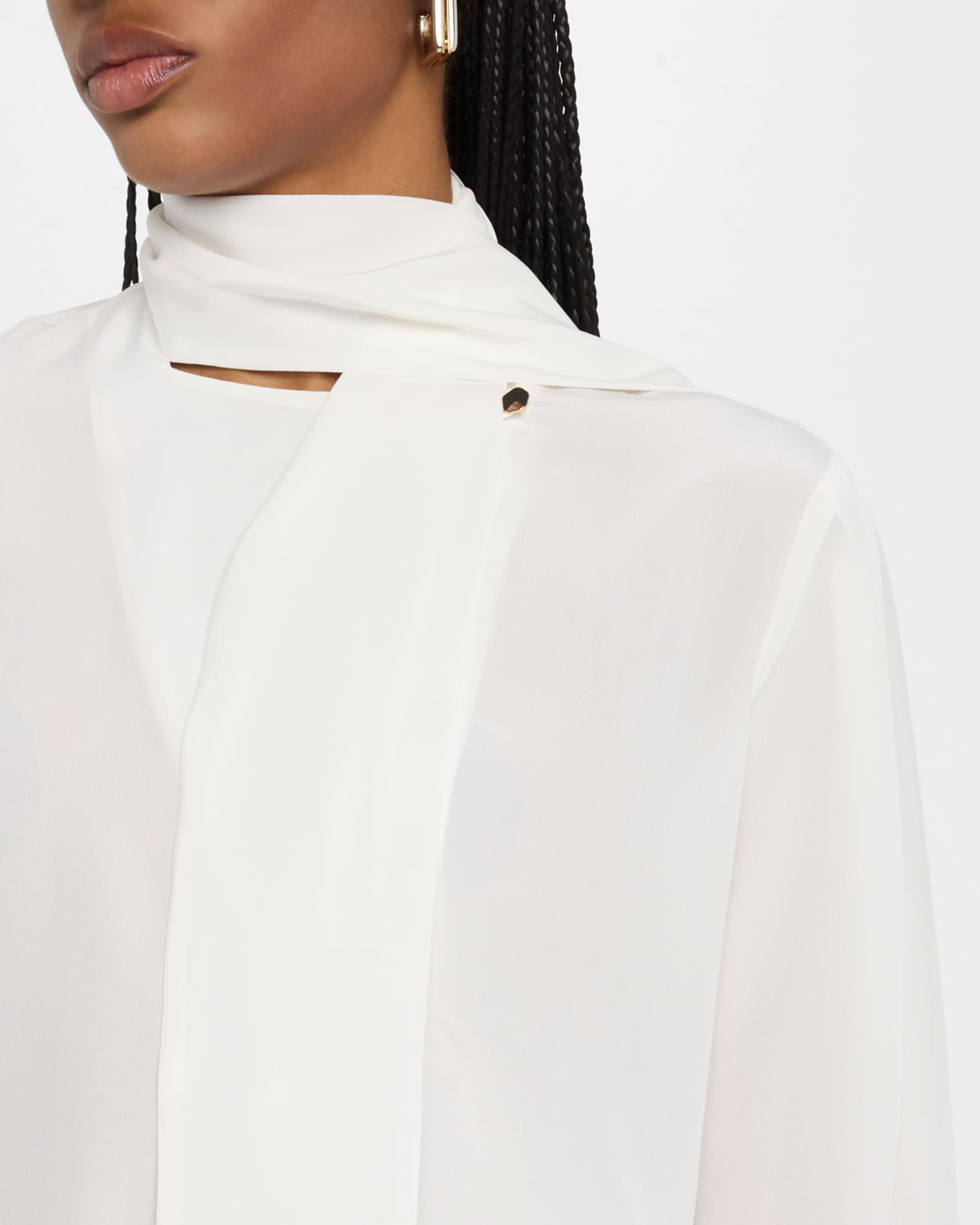 Vanessa Bruno Esteban Neck-Scarf Long-Sleeve Silk Top | Neiman Marcus