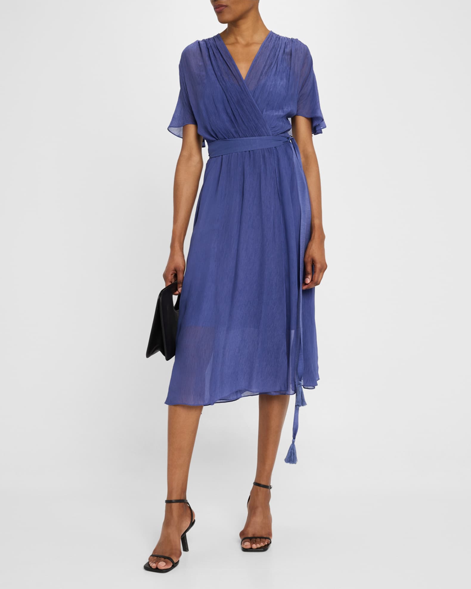 Vanessa Bruno Edjie Crinkled Viscose Chiffon Midi Wrap Dress | Neiman ...