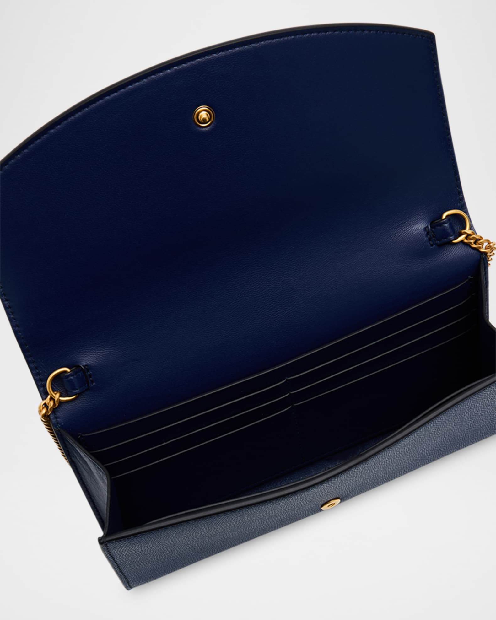 Balmain Emblem Wallet on Chain in Grained Calfskin | Neiman Marcus