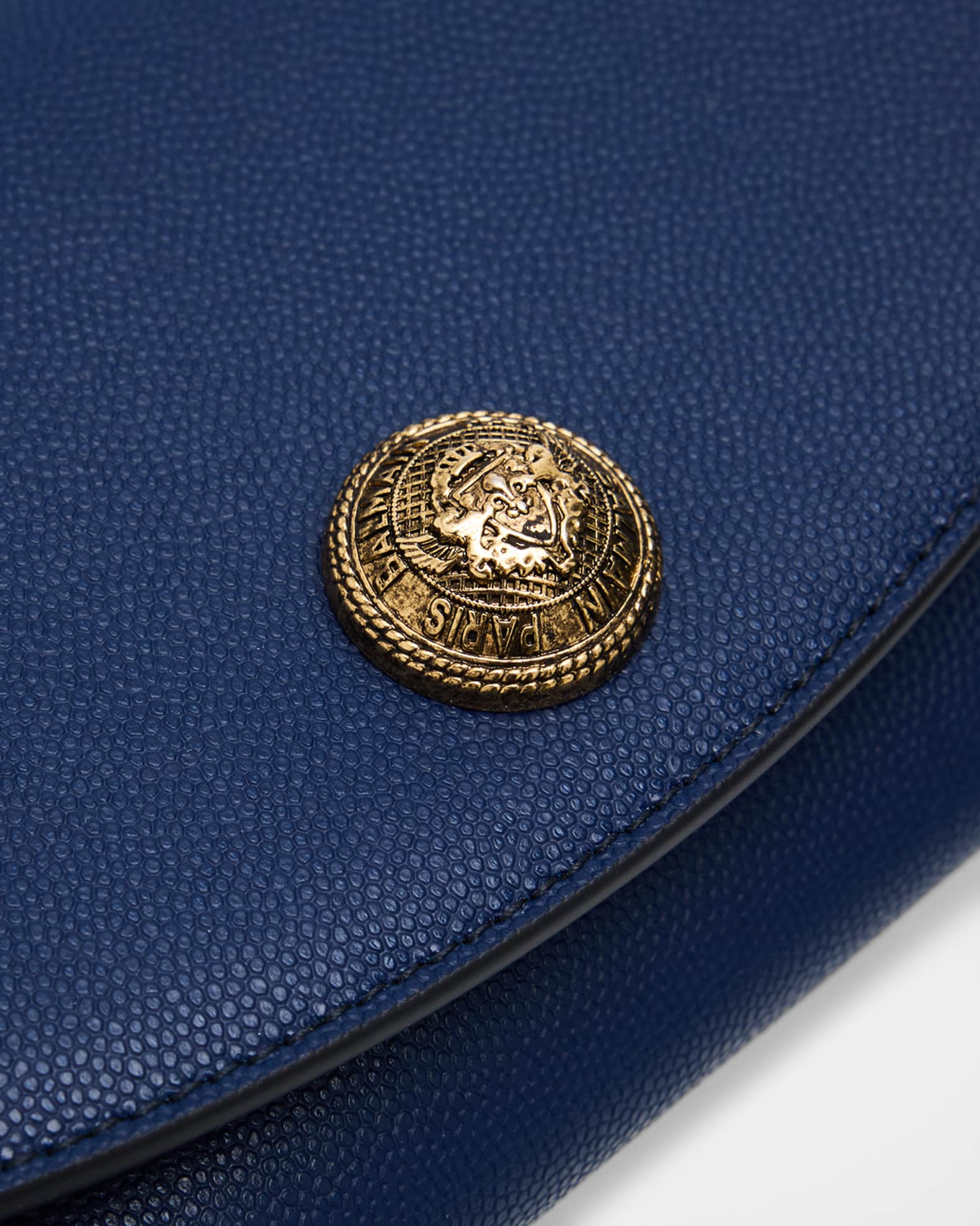 Balmain Emblem Wallet on Chain in Grained Calfskin | Neiman Marcus