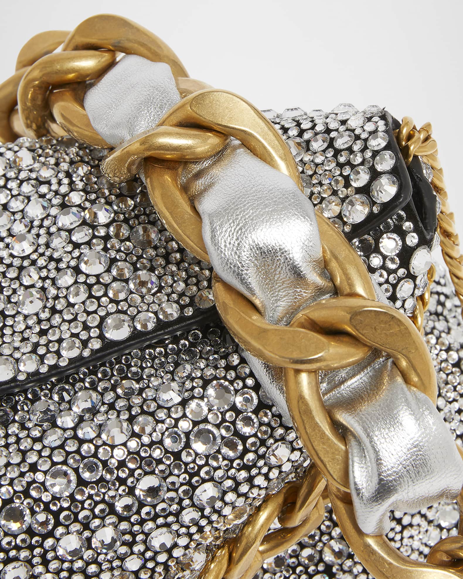 Balmain 1945 Pouch Crossbody Bag in Strass Suede & Leather | Neiman Marcus