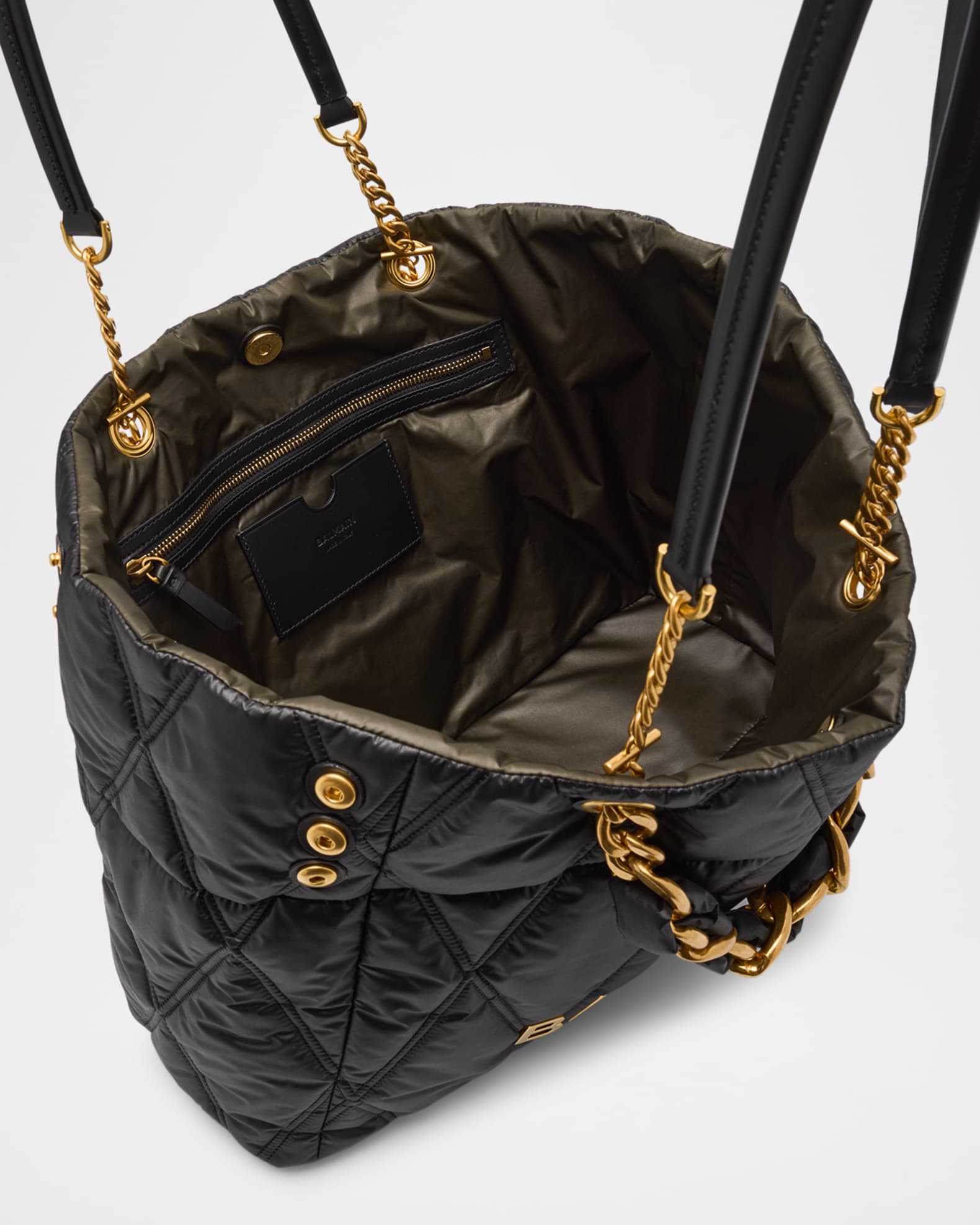 Balmain 1945 Shoulder Bag in Grid Quilted Nylon | Neiman Marcus