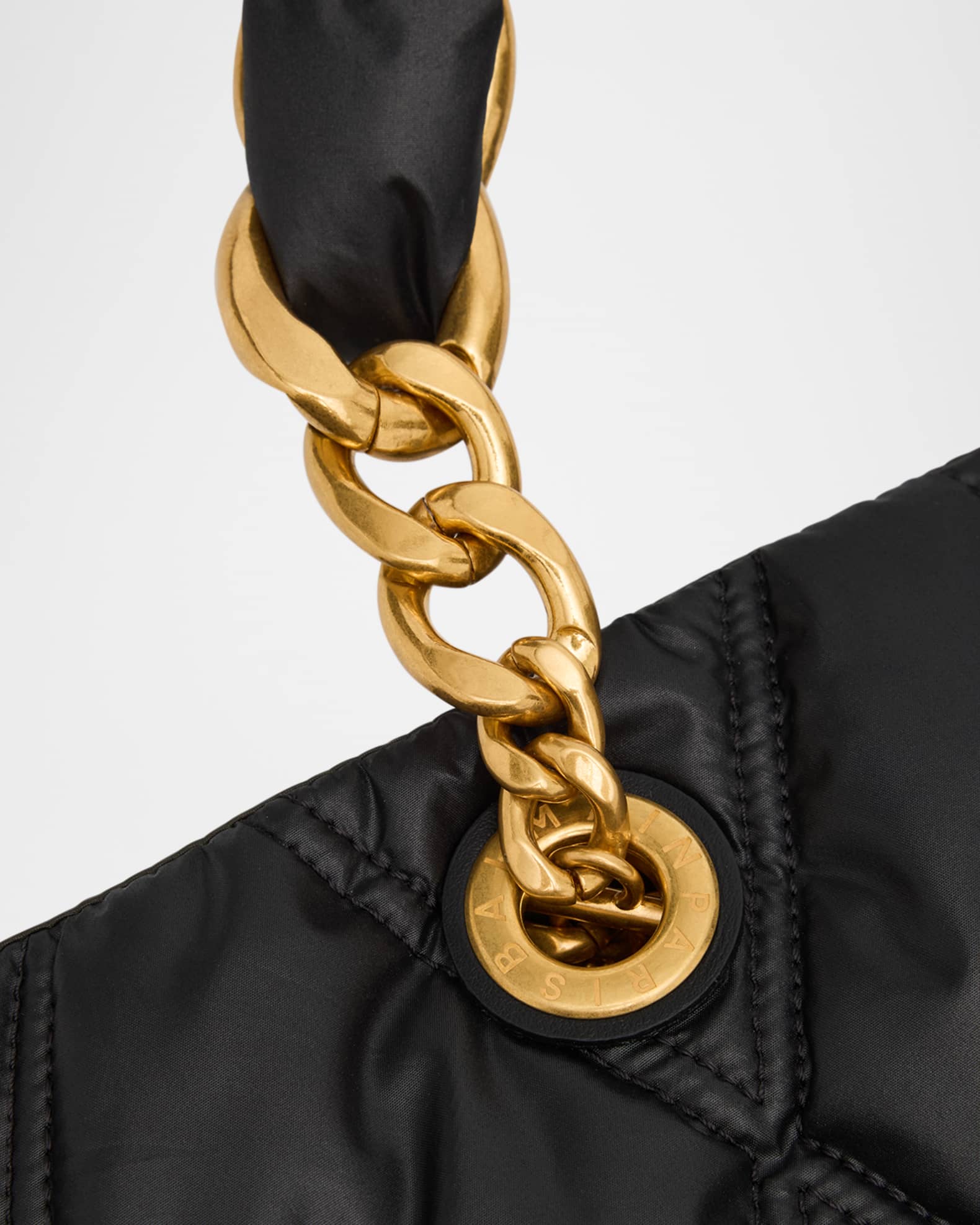 Balmain 1945 Shoulder Bag in Grid Quilted Nylon | Neiman Marcus