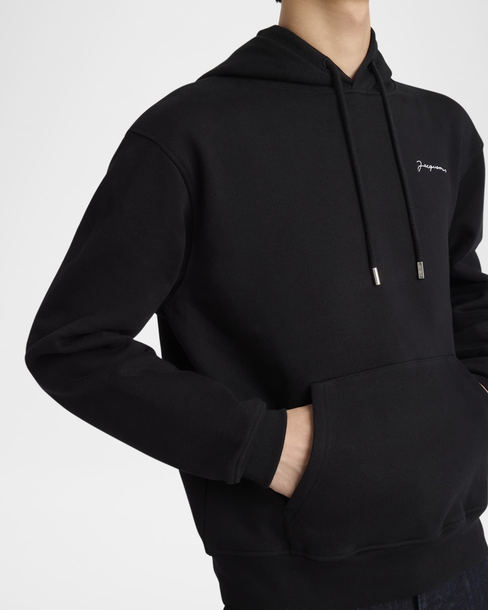 Jacquemus Men's Brode Embroidered Logo Hoodie | Neiman Marcus