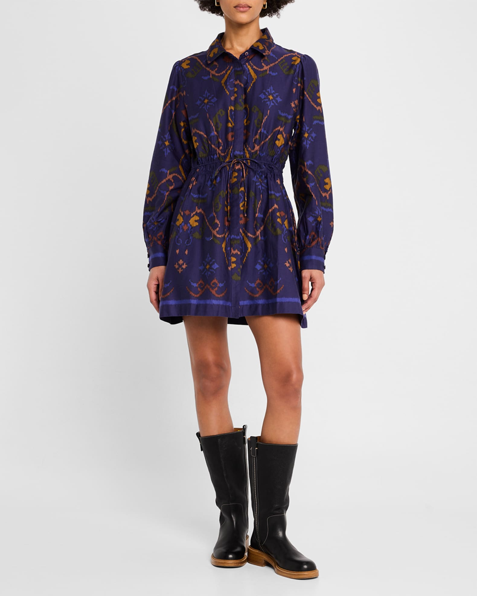 LOVE THE LABEL Lillabelle Ikat Mini Shirtdress | Neiman Marcus