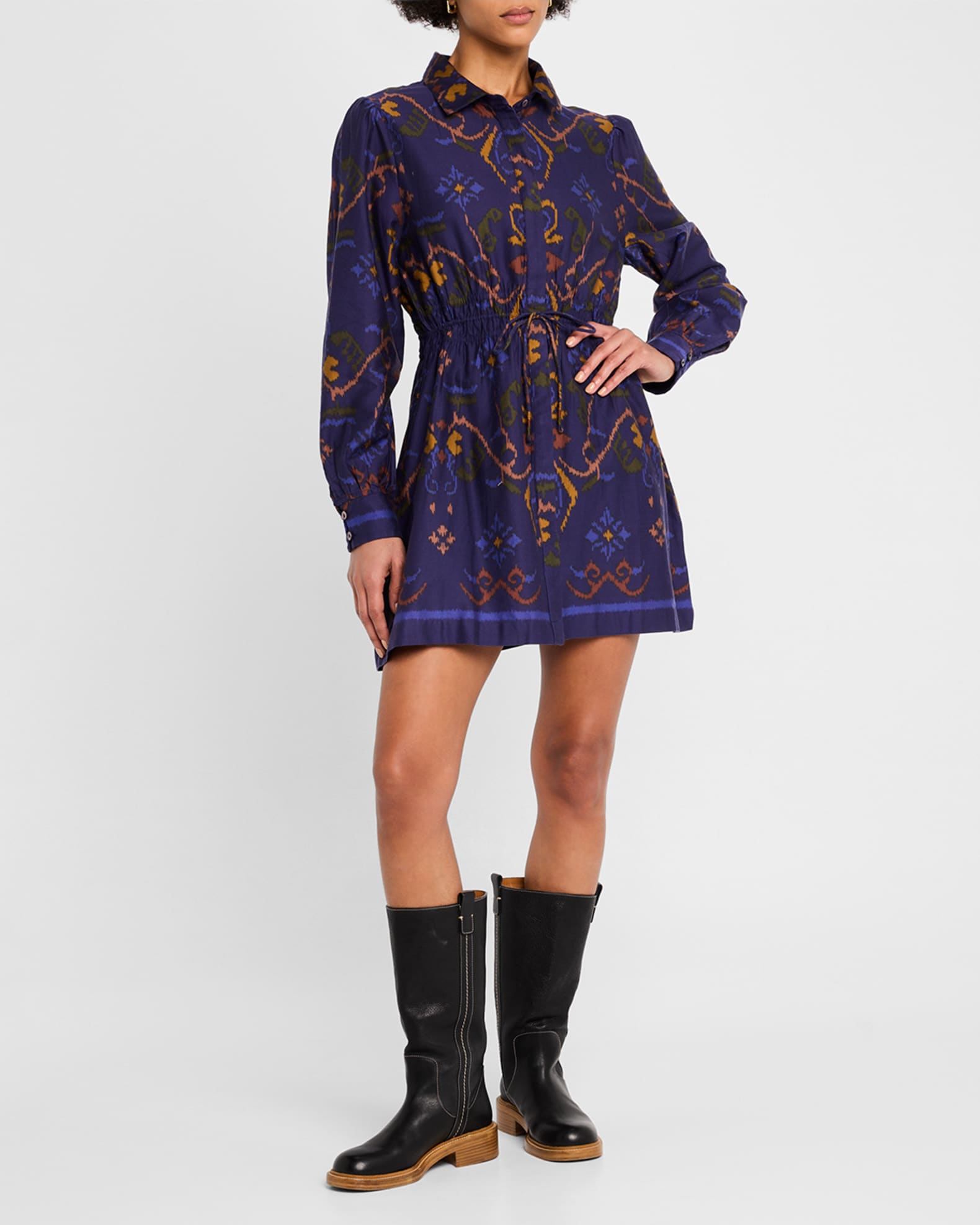 LOVE THE LABEL Lillabelle Ikat Mini Shirtdress | Neiman Marcus