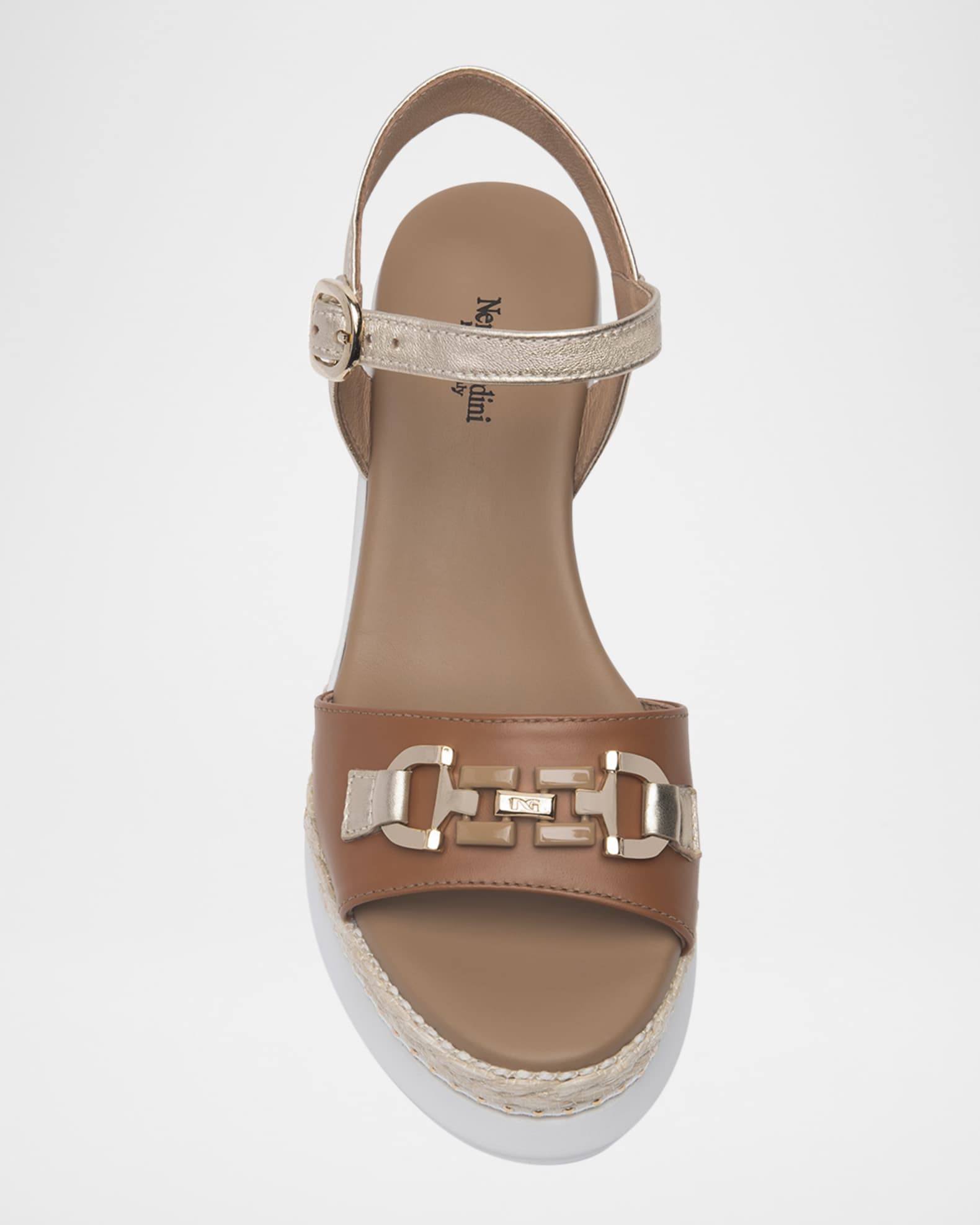 NeroGiardini Leather Horsebit Roped Platform Wedge Sandals | Neiman Marcus