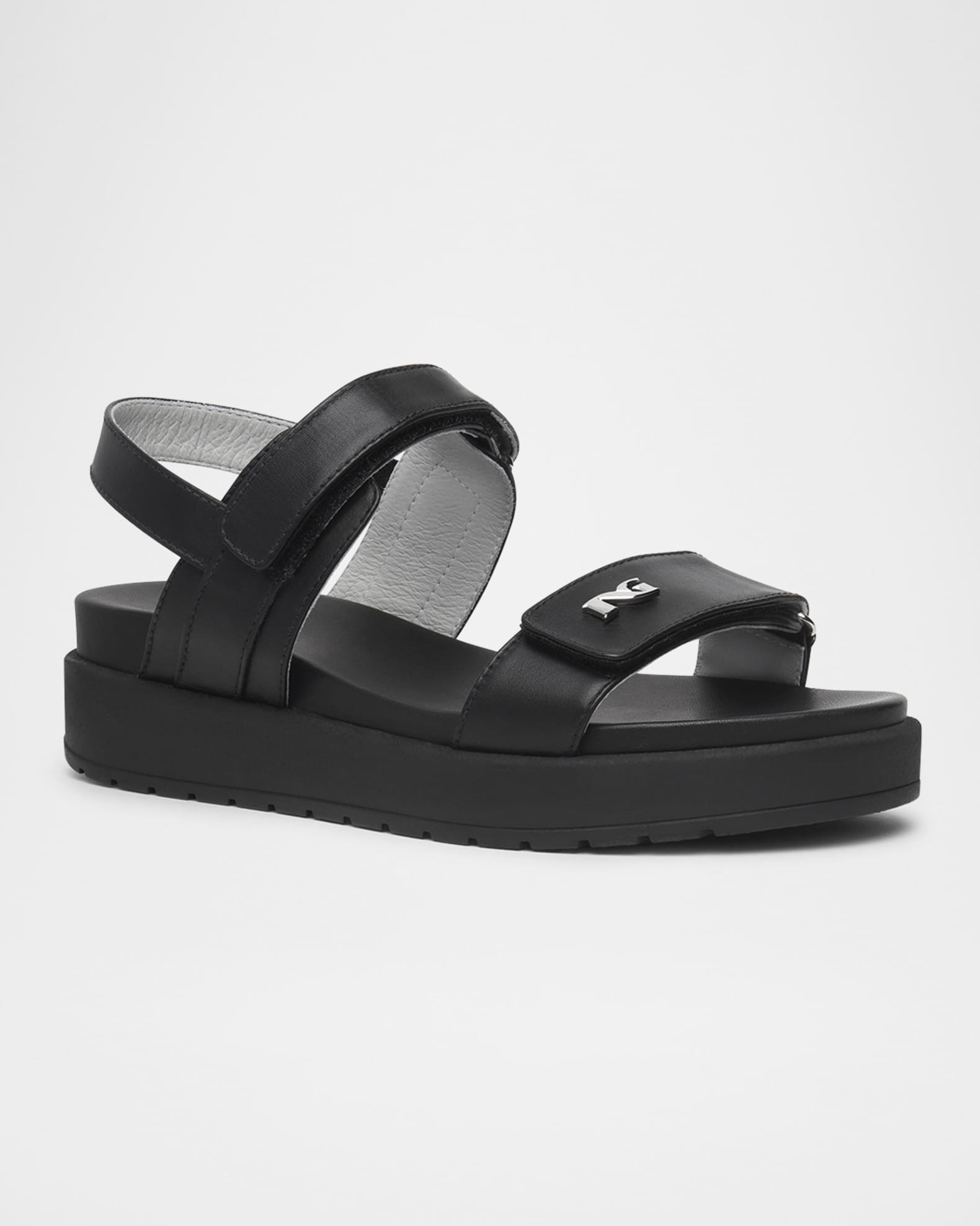NeroGiardini Leather Double-Grip Flatform Sandals | Neiman Marcus