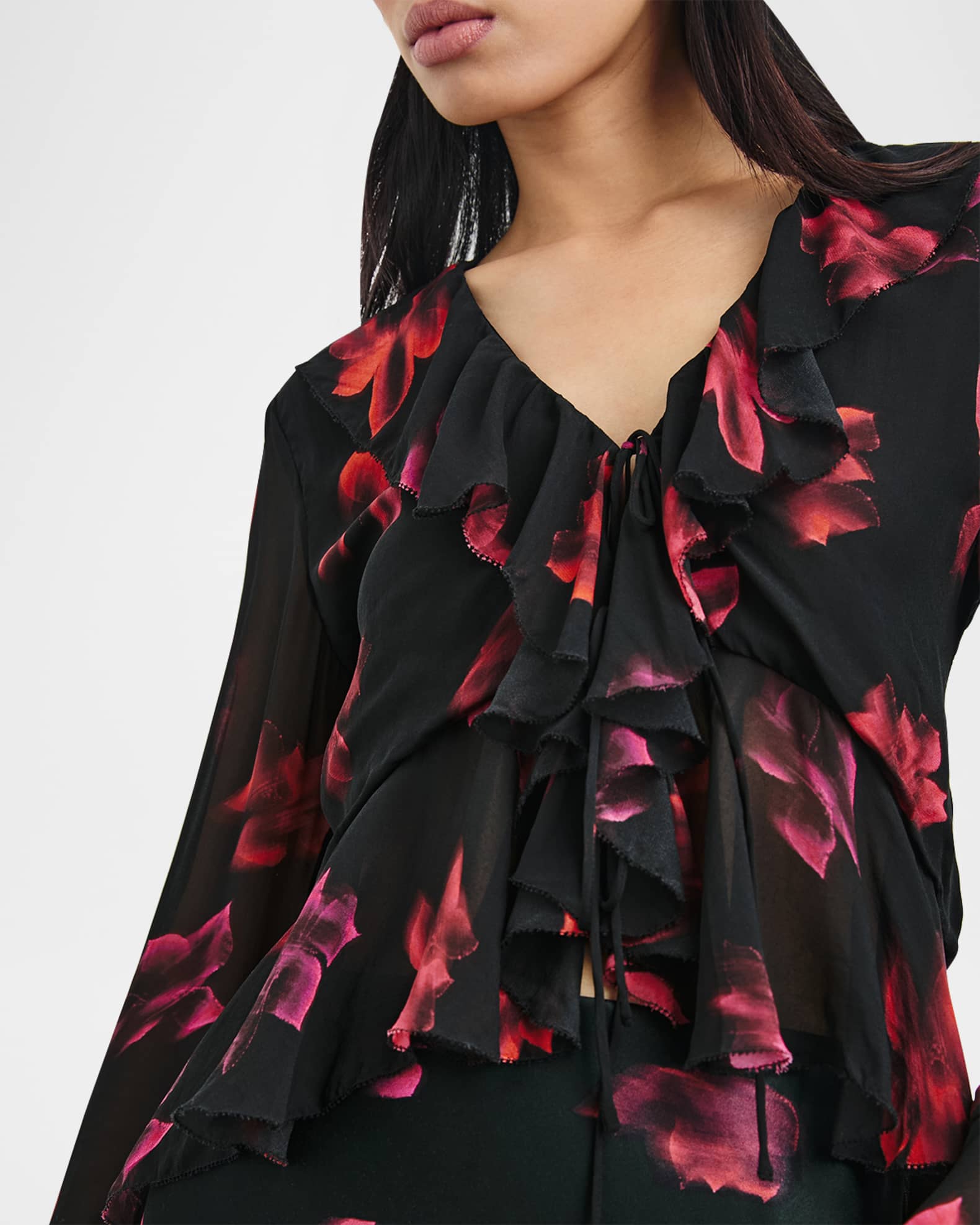 Rails Nicoletta Floral Chiffon Long-Sleeve Top | Neiman Marcus
