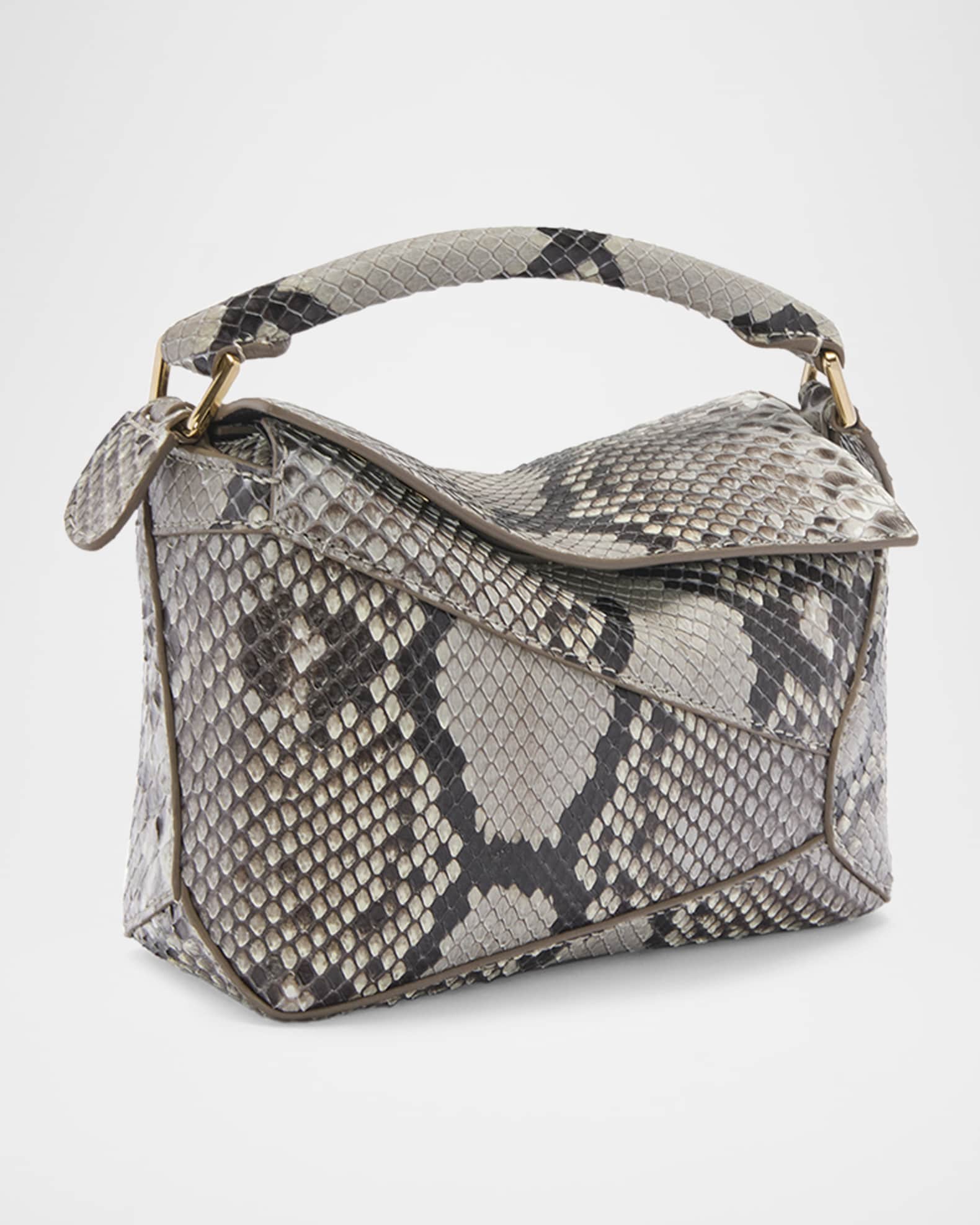 Loewe Puzzle Edge Mini Top-Handle Bag in Python | Neiman Marcus