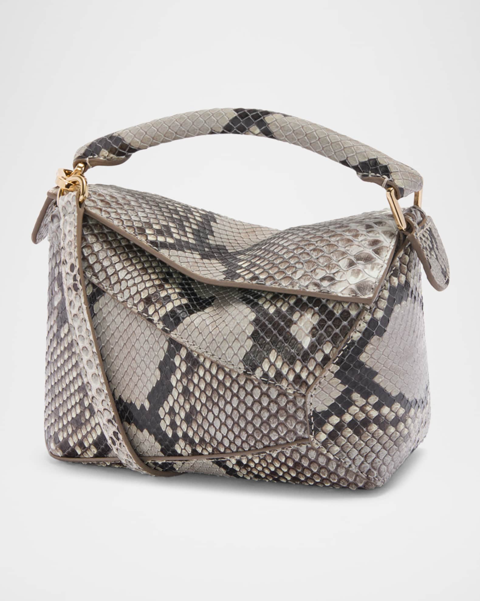 Loewe Puzzle Edge Mini Top-Handle Bag in Python | Neiman Marcus