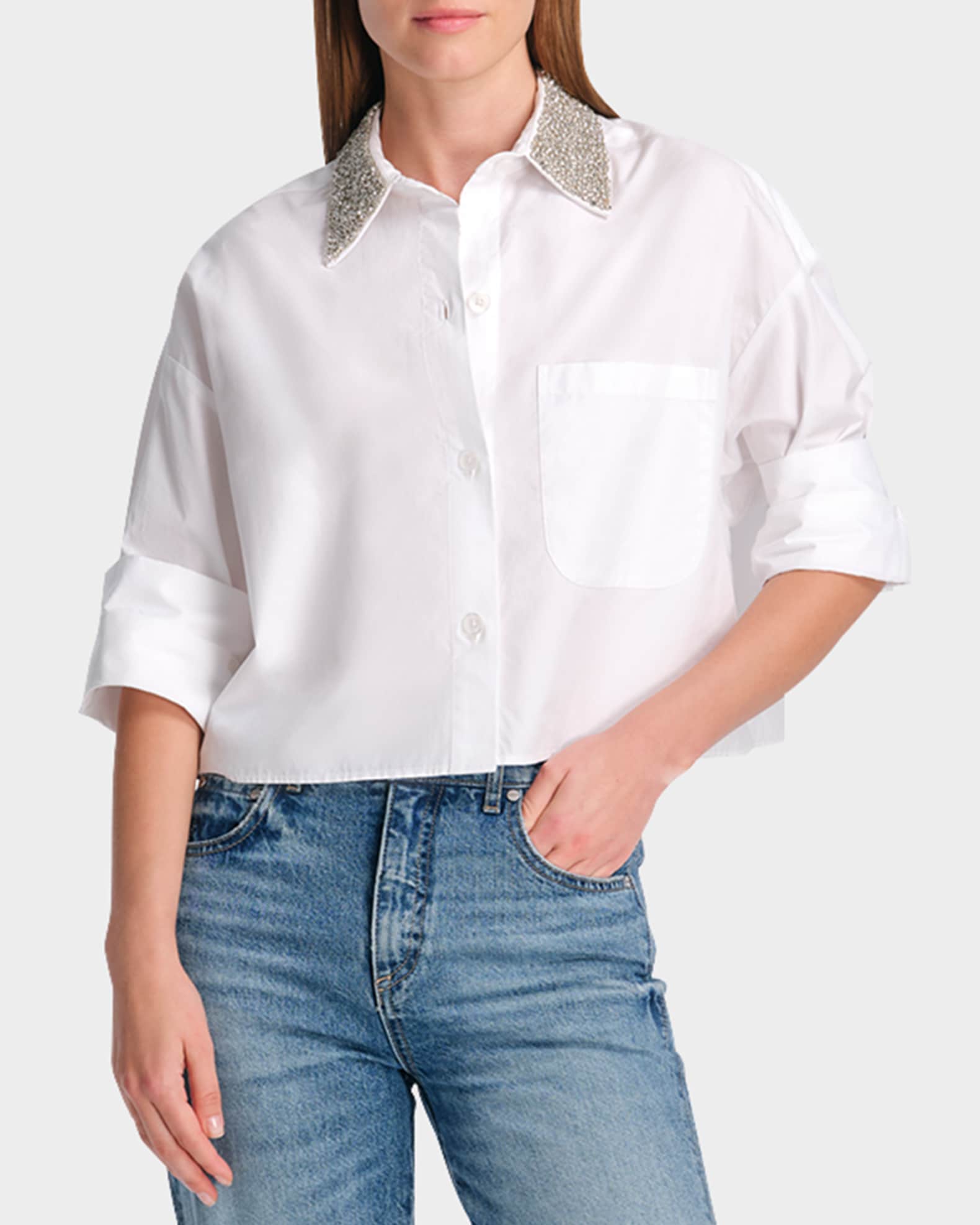 TWP Next Ex Crystal Collar Shirt | Neiman Marcus