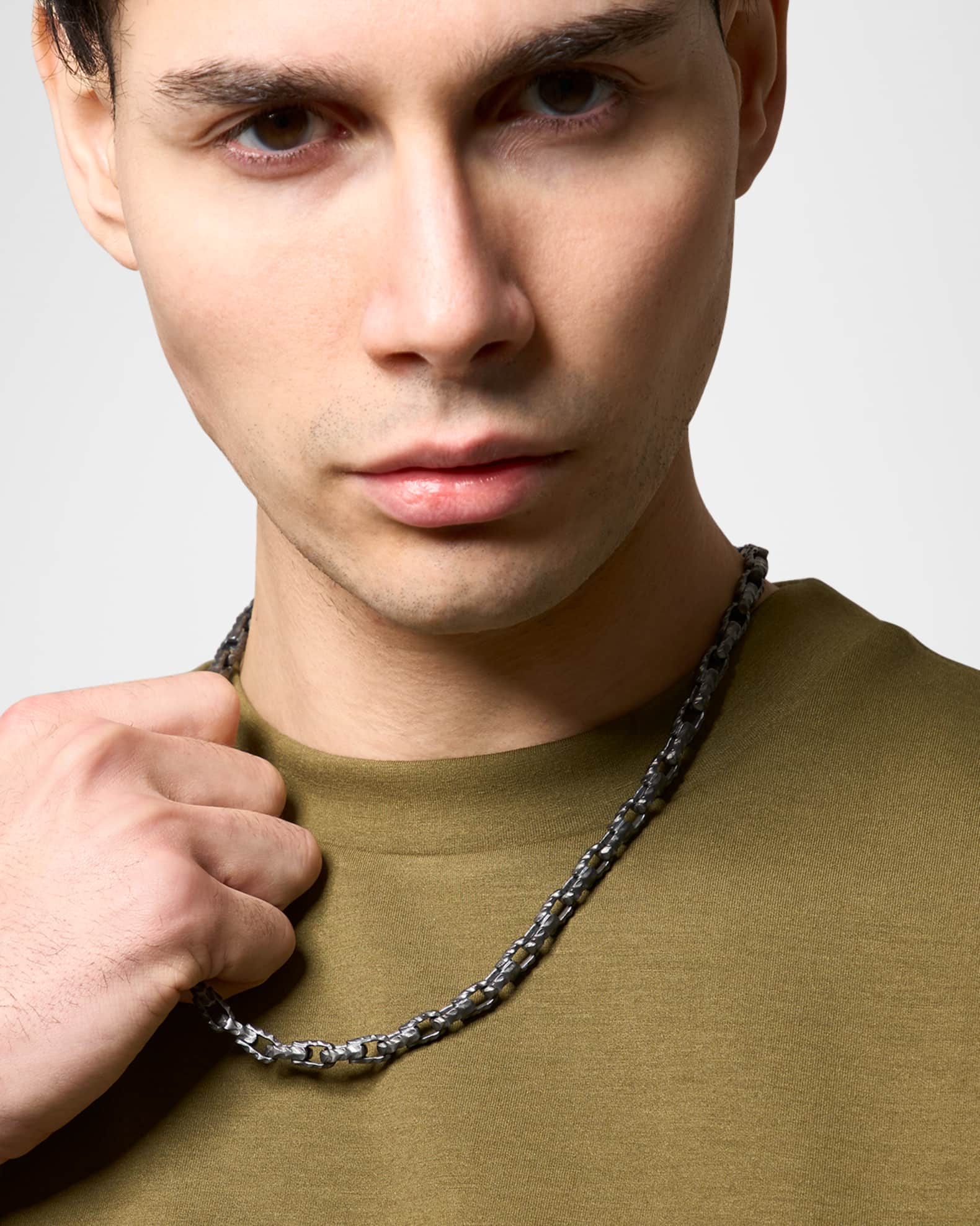 Marco Dal Maso Men's Ulysses Oxidized Sterling Silver Box Chain ...