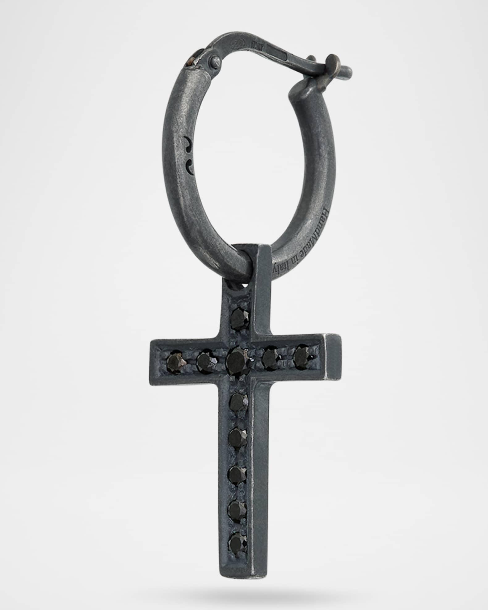 Marco Dal Maso Men's The Cross Oxidized Sterling Silver Black Diamond ...