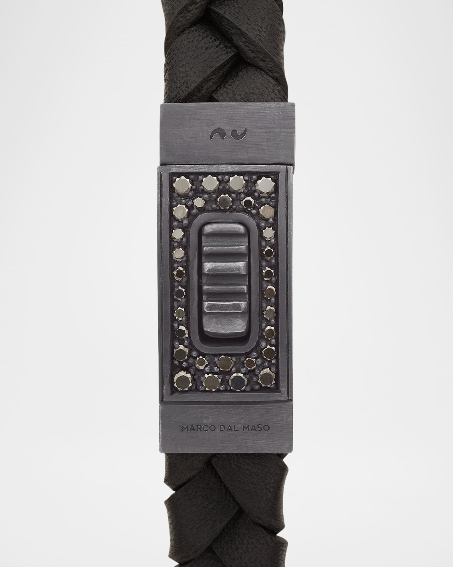 Marco Dal Maso Last Gladiator Thin Leather Bracelet with Black Diamonds ...