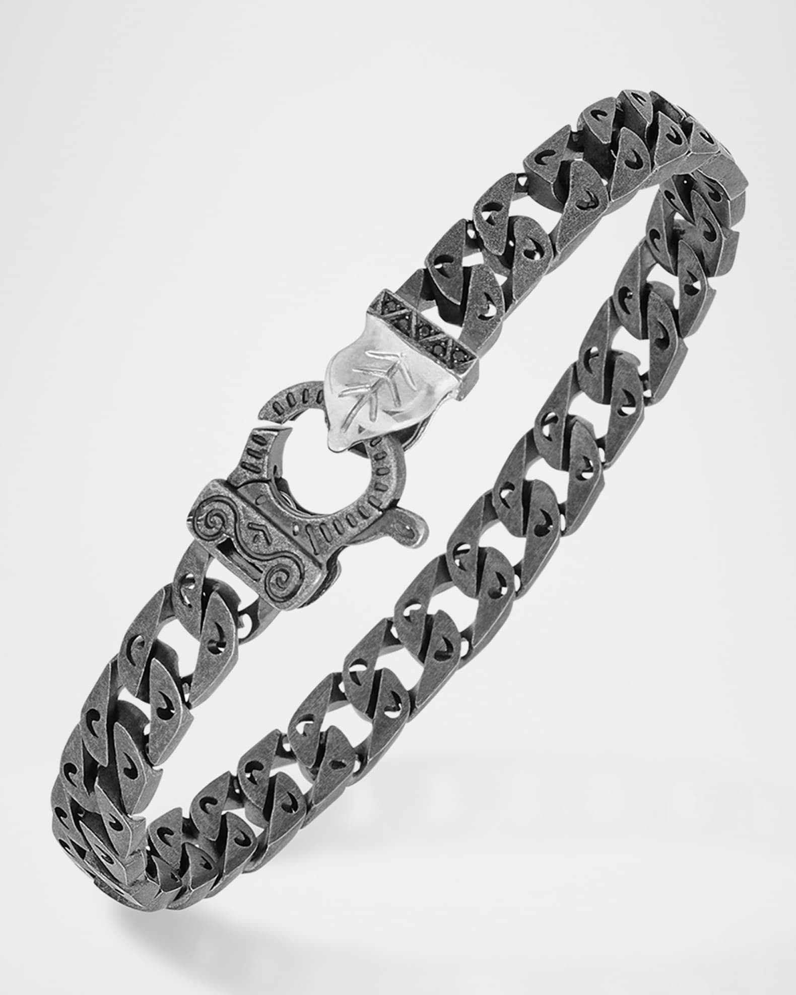 Marco Dal Maso Men's Flaming Tongue Oxidized Sterling Silver Black ...