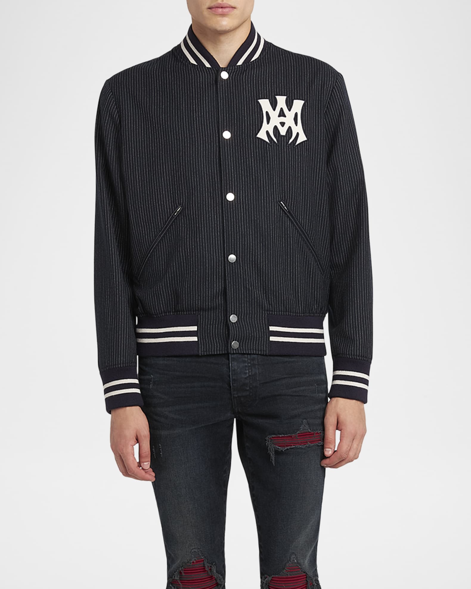 Amiri Men's MA Hollywood Pinstripe Bomber Jacket | Neiman Marcus