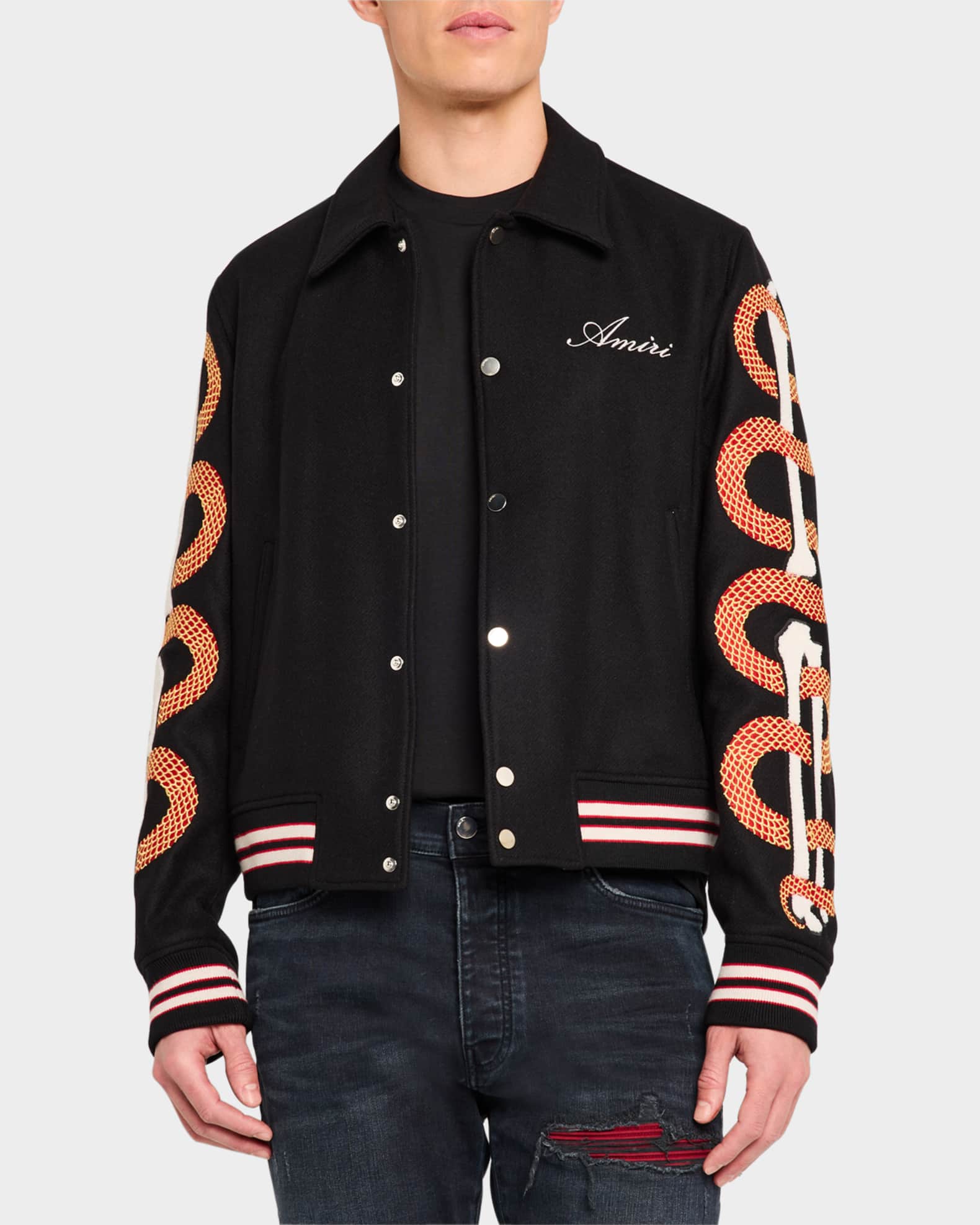 Amiri Men's Snake Bones Varsity Jacket | Neiman Marcus