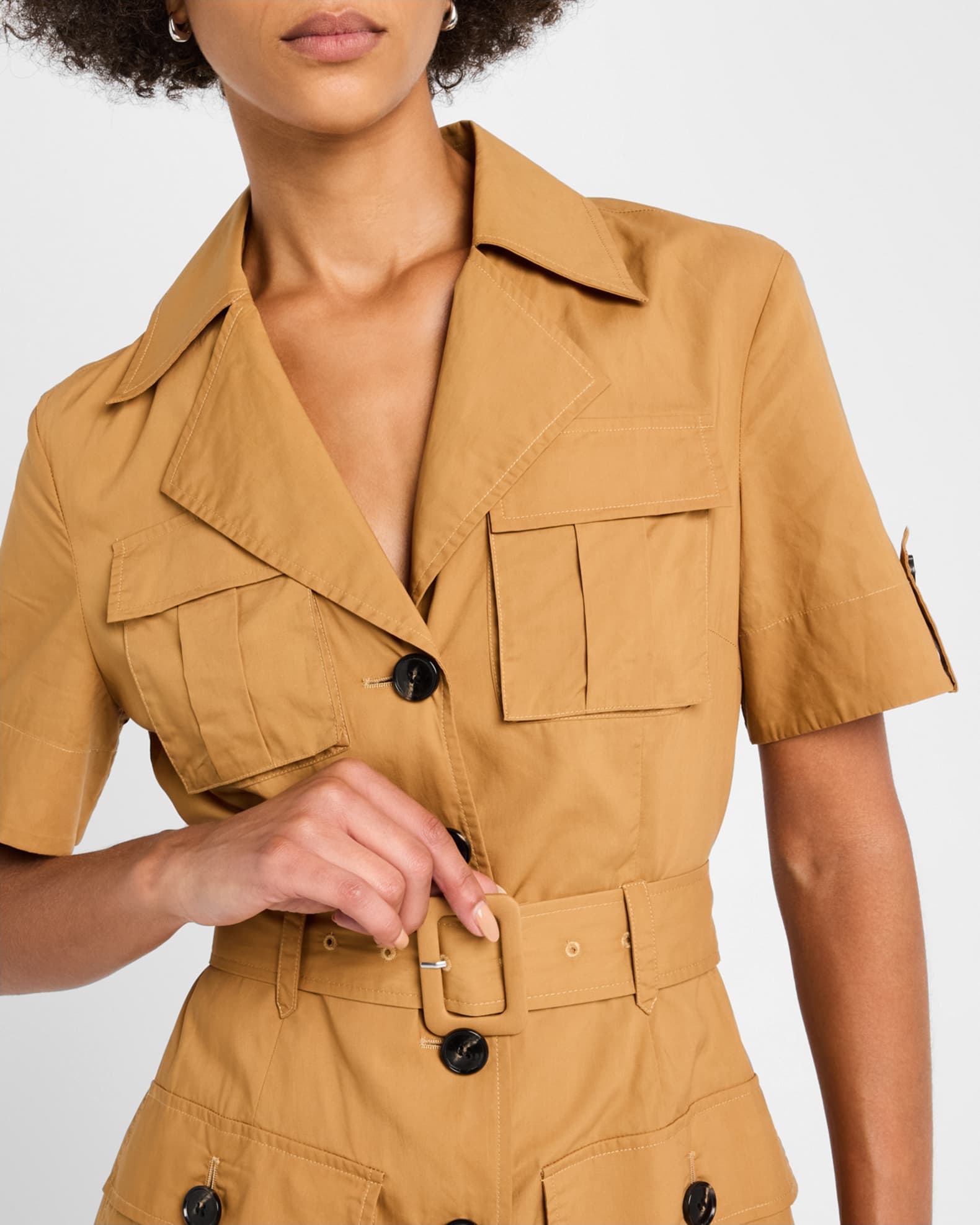 Toccin Colleen Button-Front Safari Shirtdress | Neiman Marcus