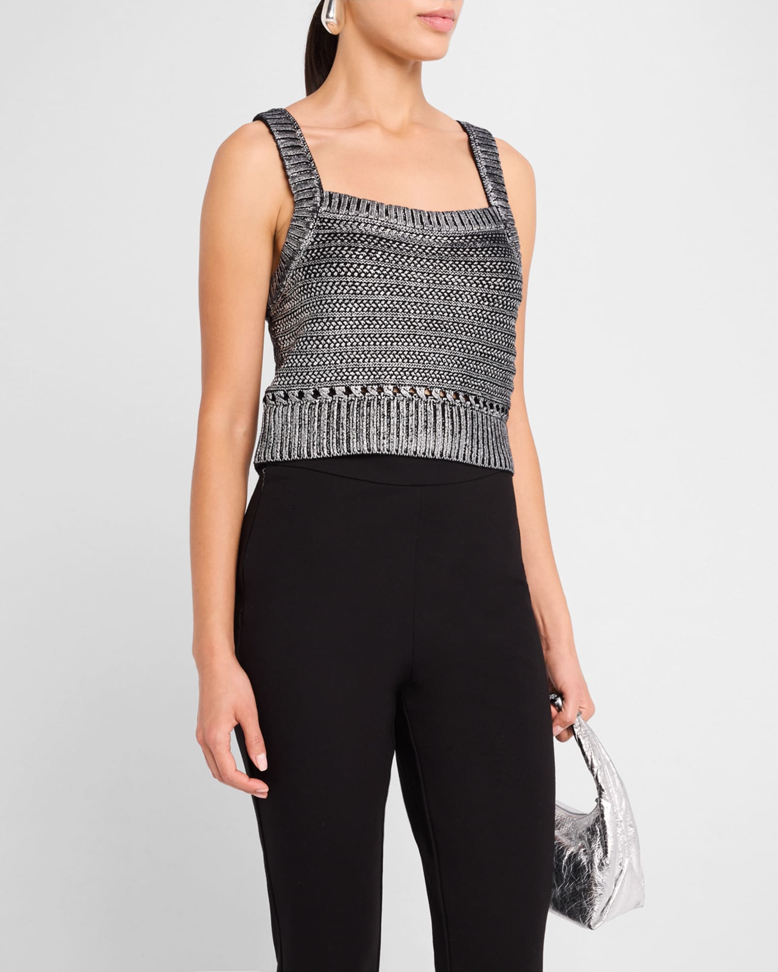 Toccin Daisy Cropped Metallic Knit Tank Top | Neiman Marcus