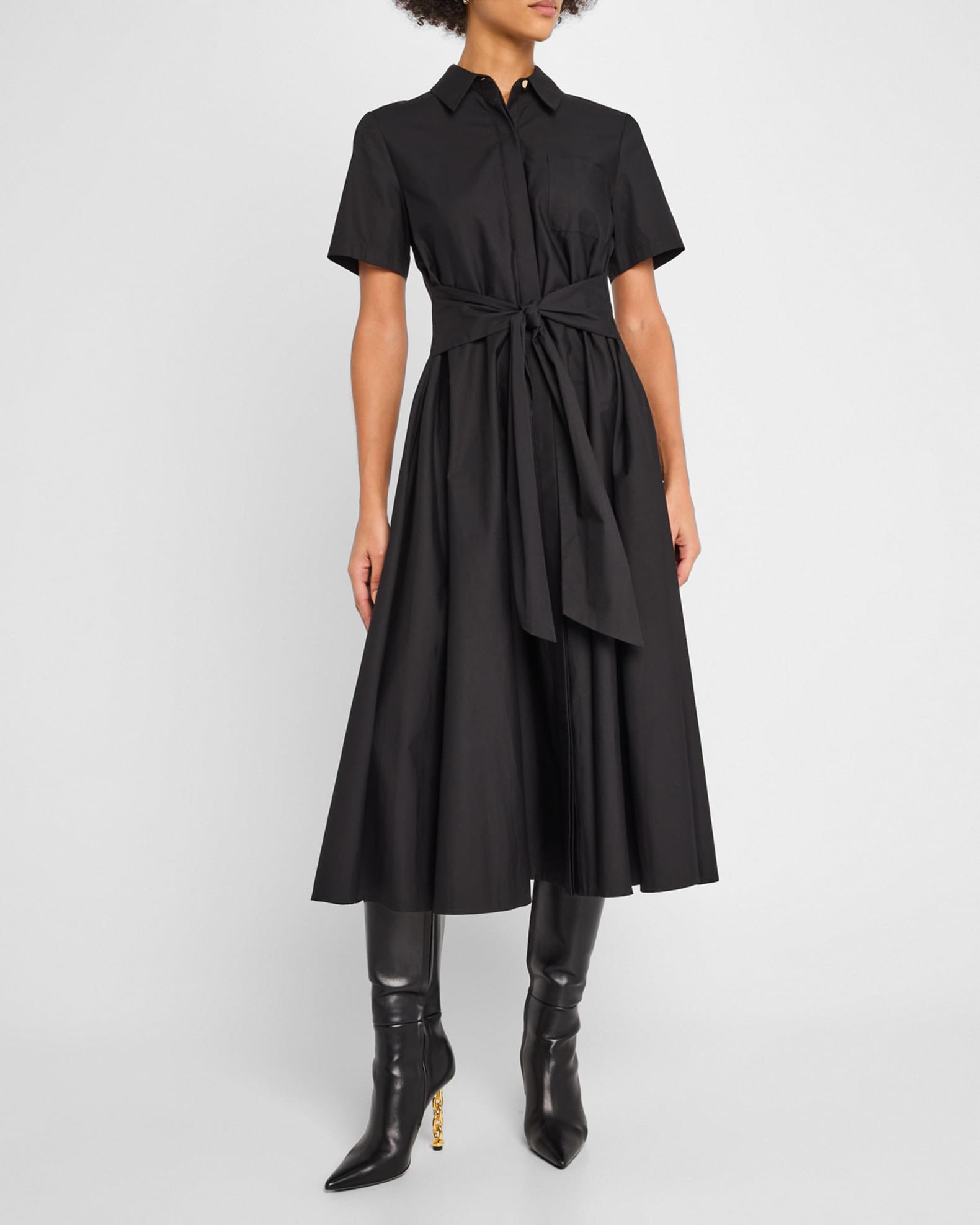 Toccin Megan Tie-Front Midi Shirtdress | Neiman Marcus