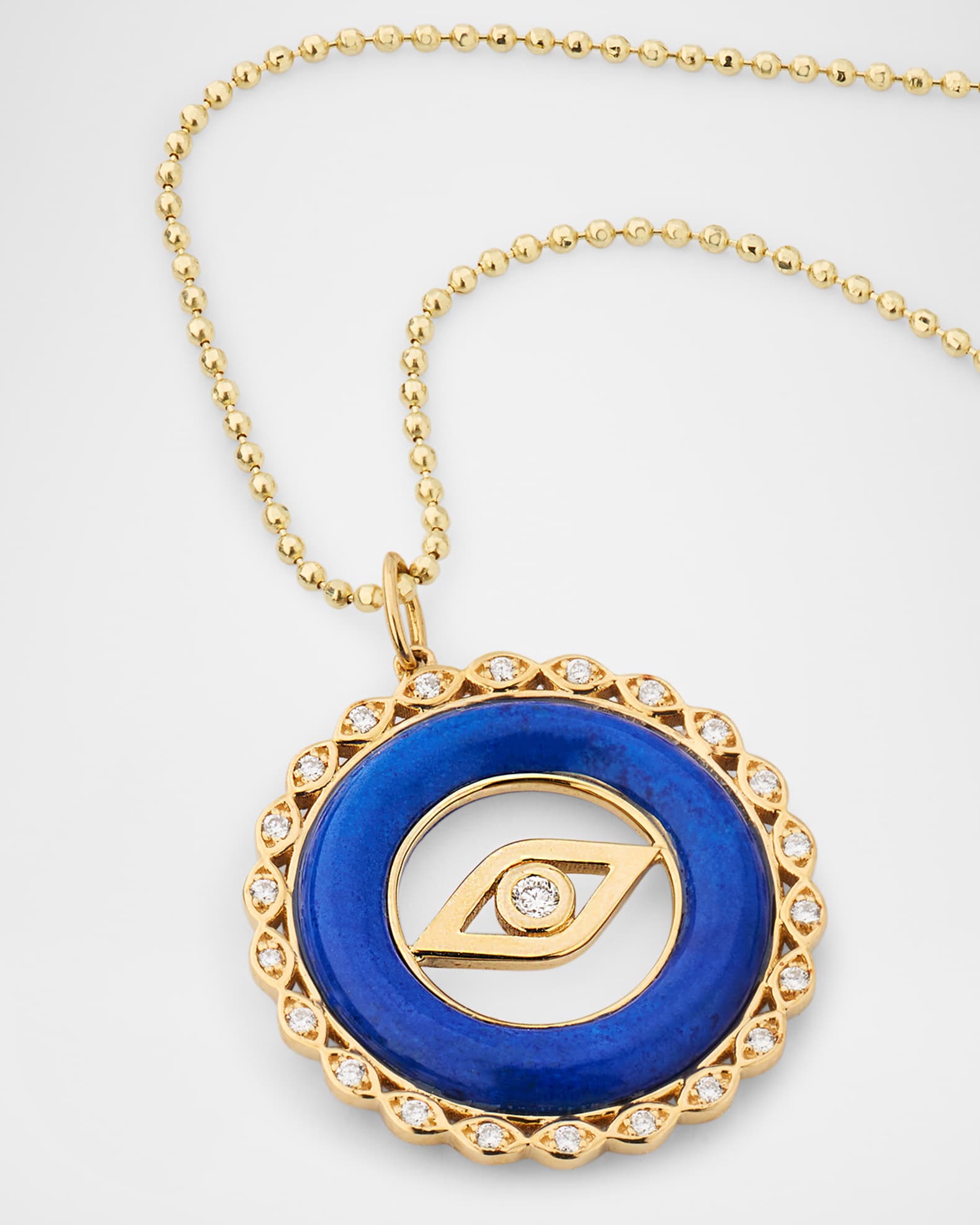 Sydney Evan Evil Eye Stone Pendant on 18" Medium Bolita Chain Necklace ...