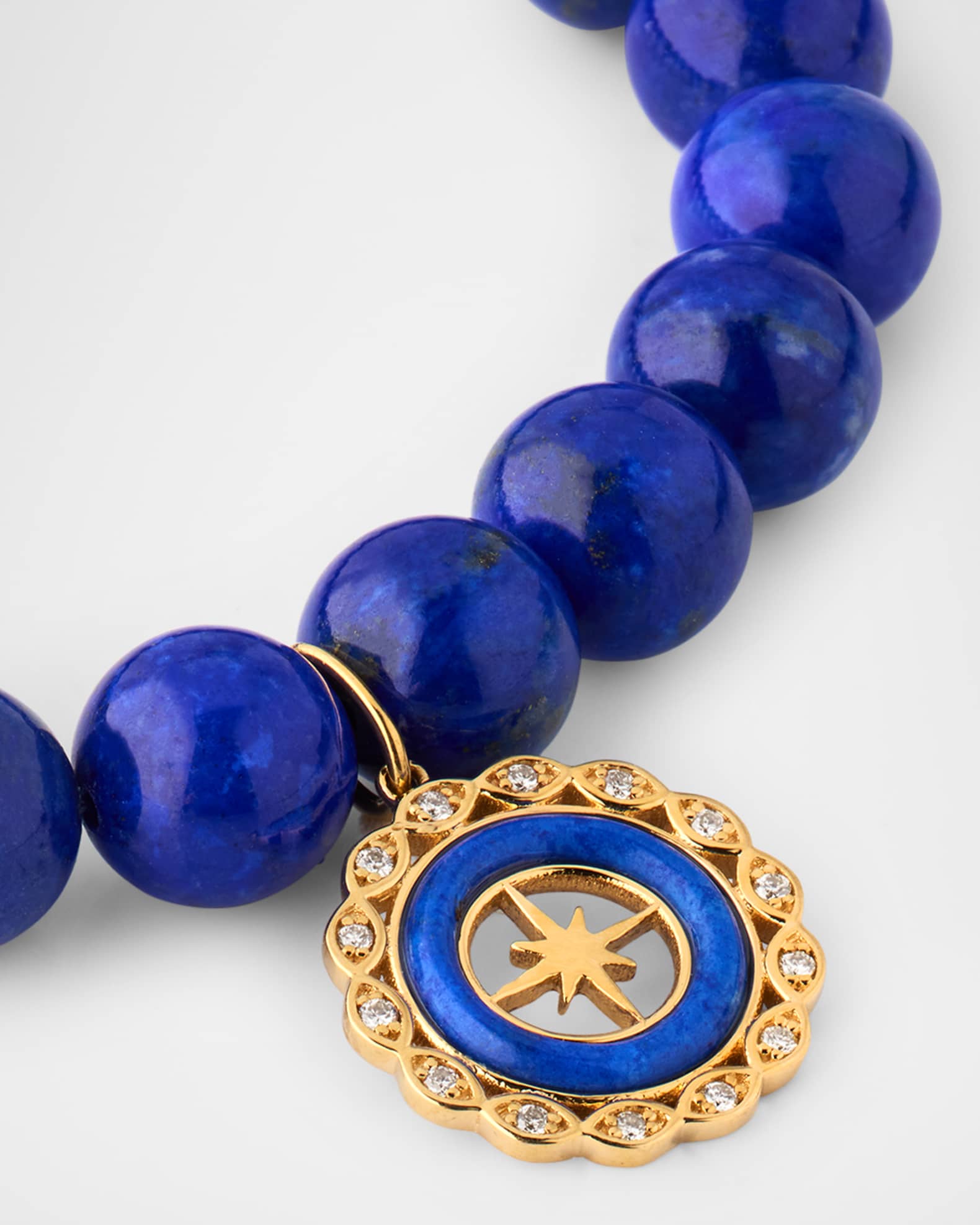 Sydney Evan Lapis Bead Bracelet with Small Diamond Starburst Stone ...