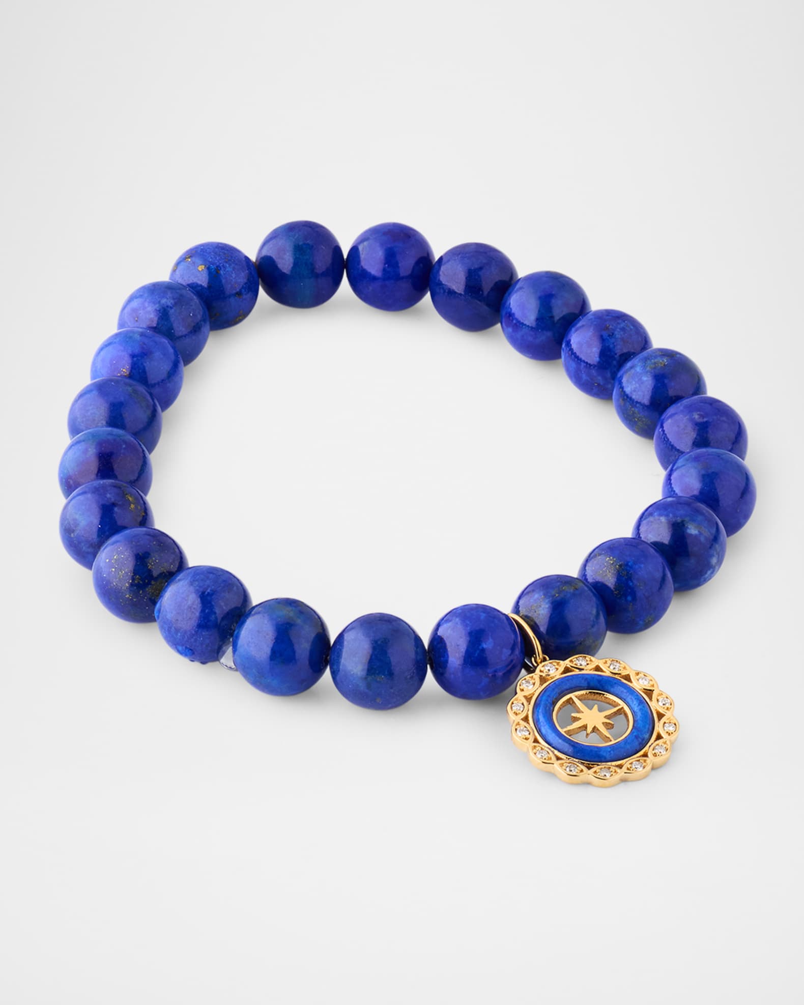 Sydney Evan Lapis Bead Bracelet with Small Diamond Starburst Stone ...