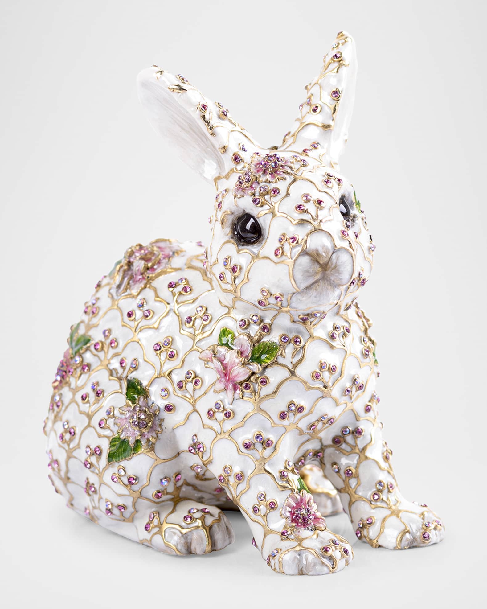 Jay Strongwater Jing Floral Rabbit Figurine | Neiman Marcus