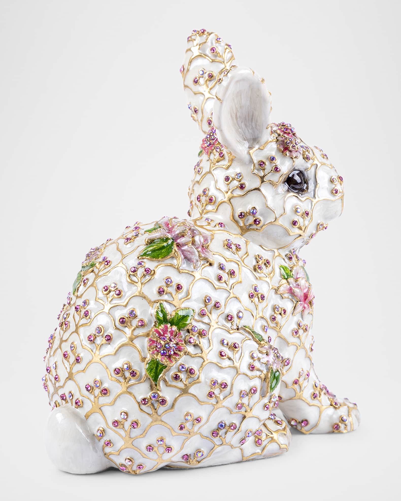 Jay Strongwater Jing Floral Rabbit Figurine | Neiman Marcus