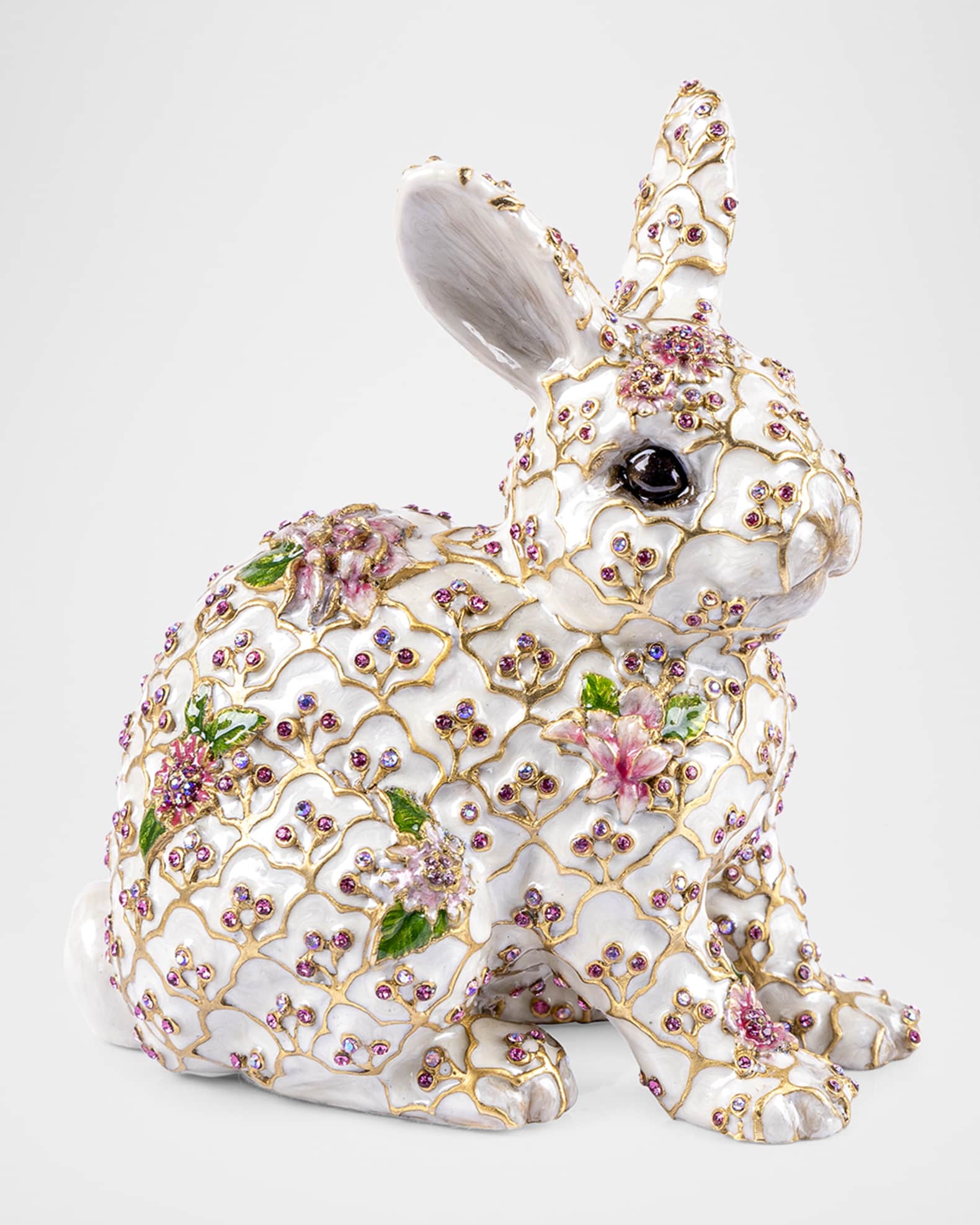 Jay Strongwater Jing Floral Rabbit Figurine | Neiman Marcus