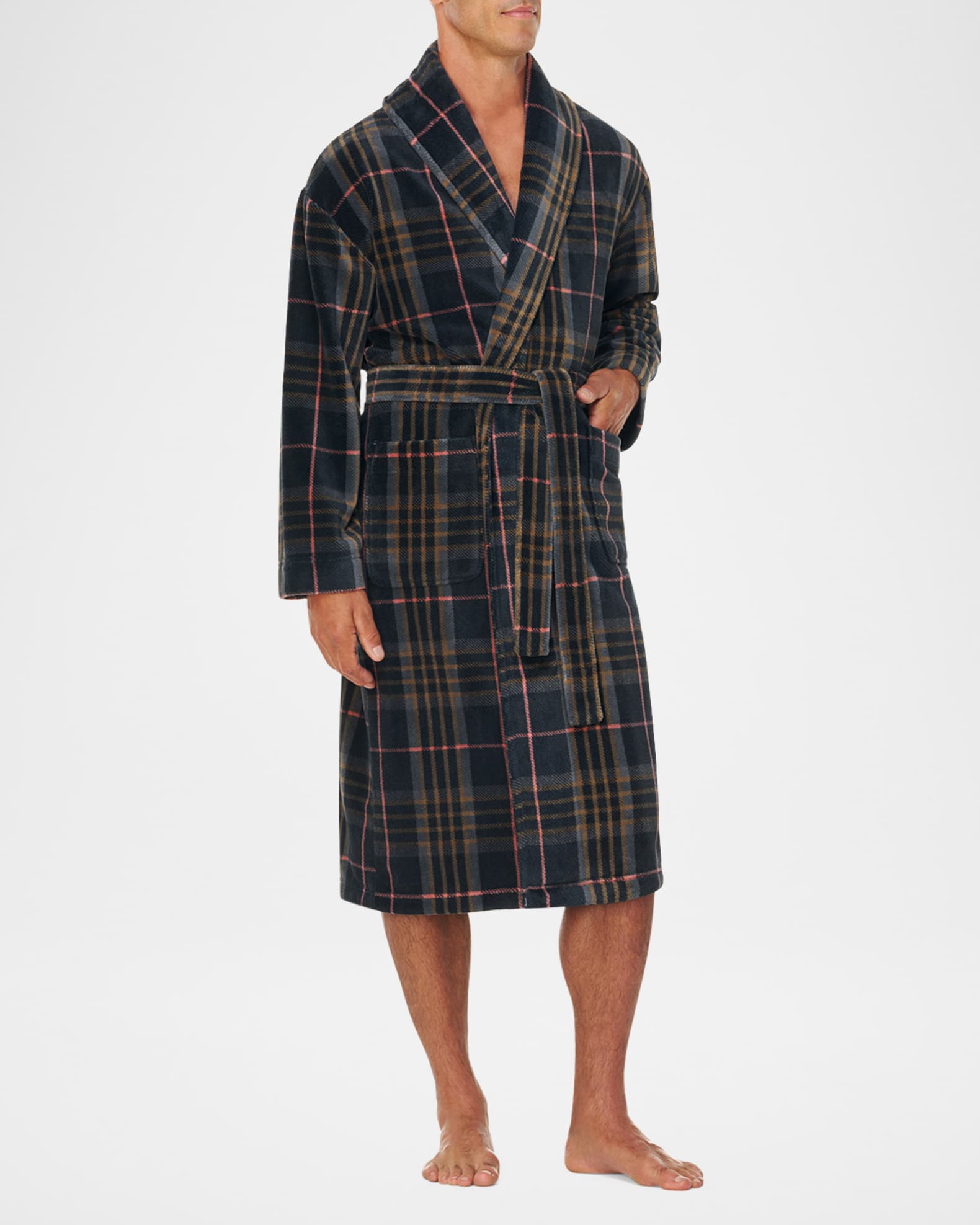 Majestic International Men's Plaid Plush Fleece Robe | Neiman Marcus