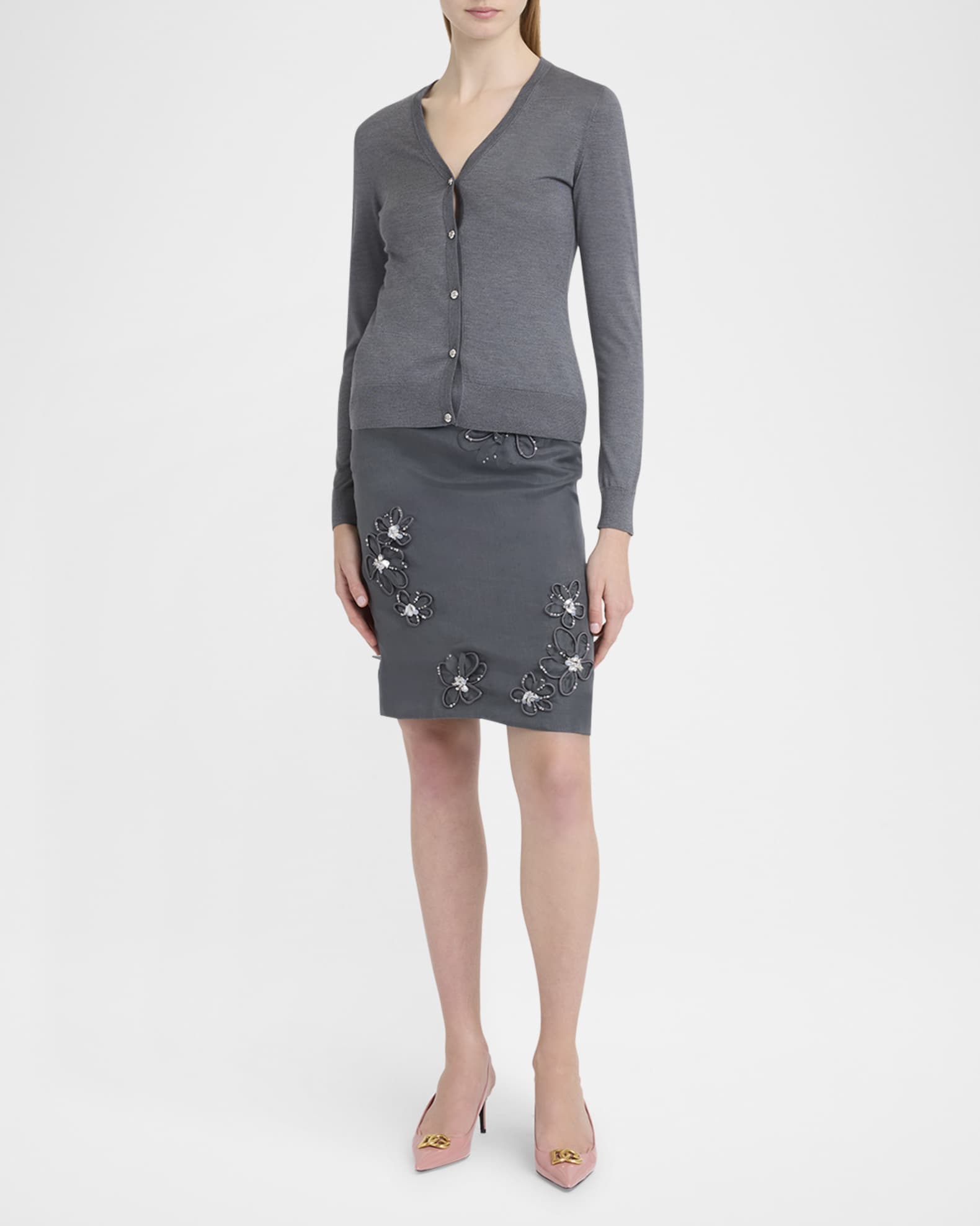 Dolce&Gabbana V-Neck Silk Cardigan | Neiman Marcus