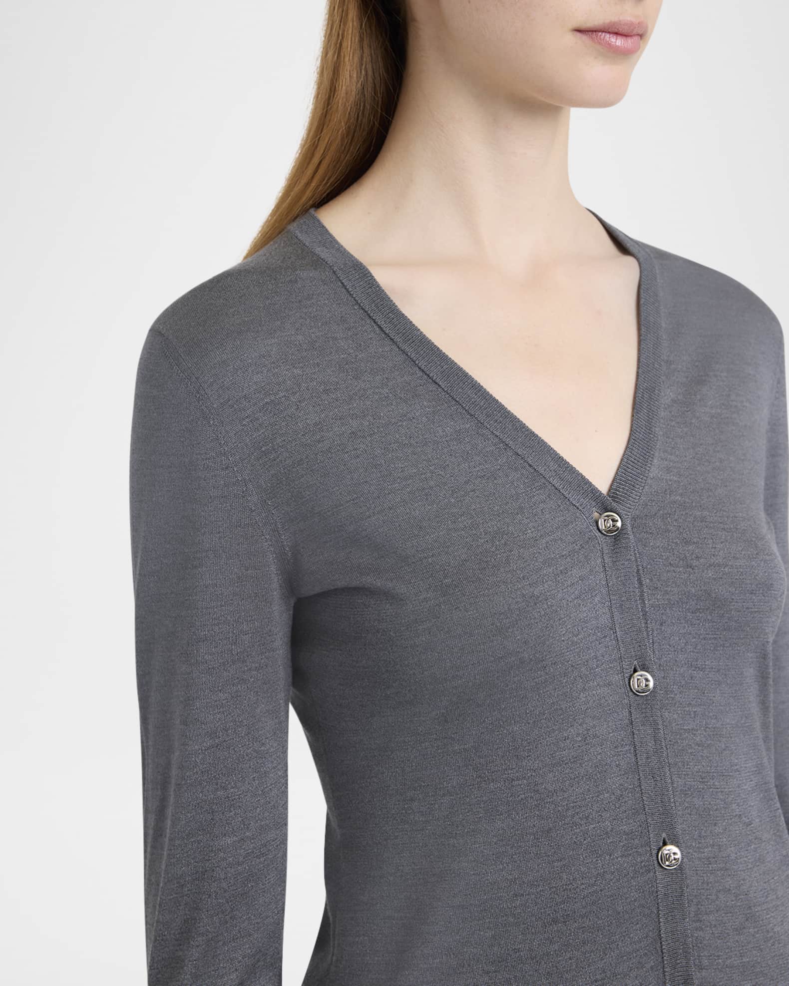 Dolce&Gabbana V-Neck Silk Cardigan | Neiman Marcus