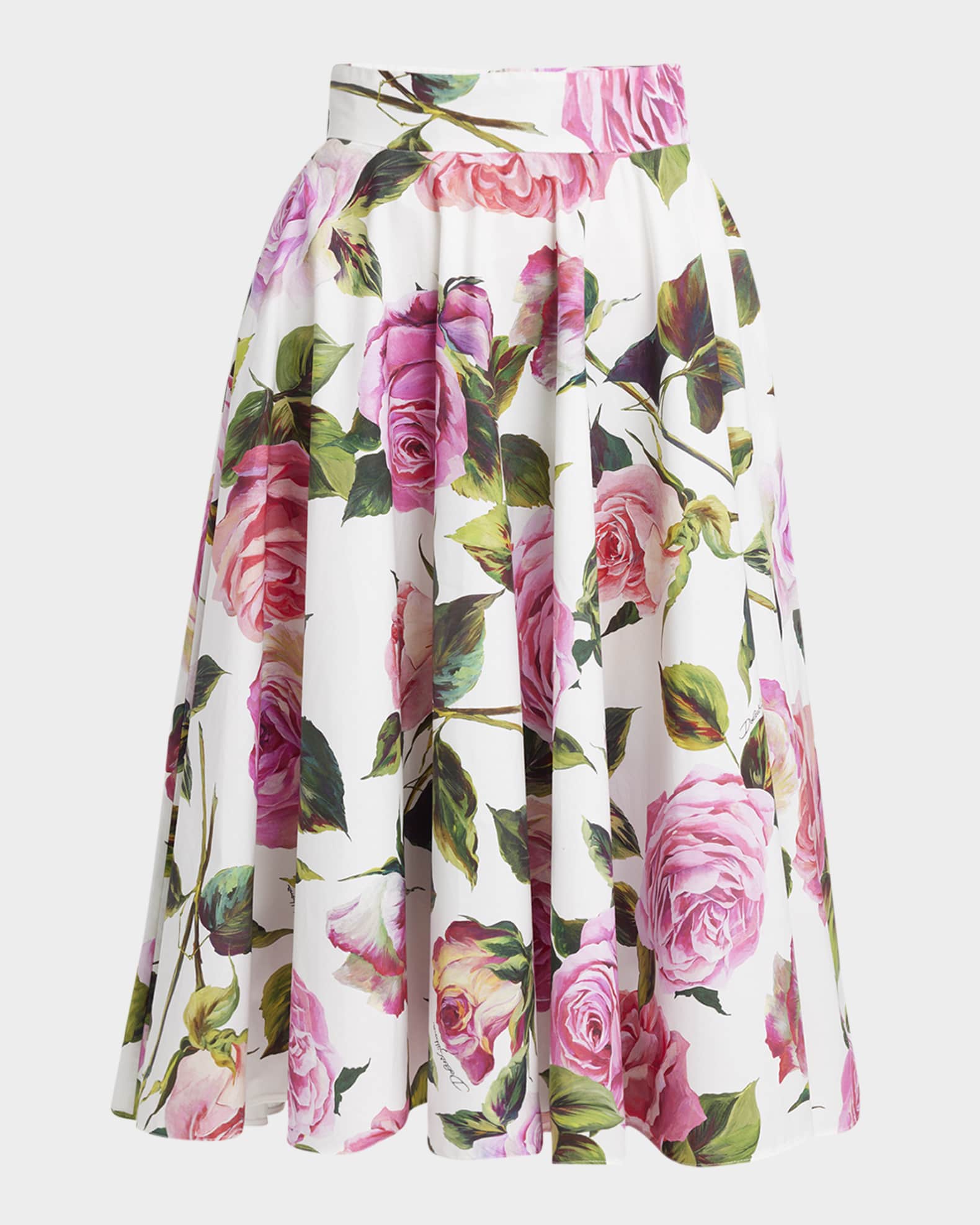 Dolce&Gabbana Rose Flare Midi Skirt | Neiman Marcus