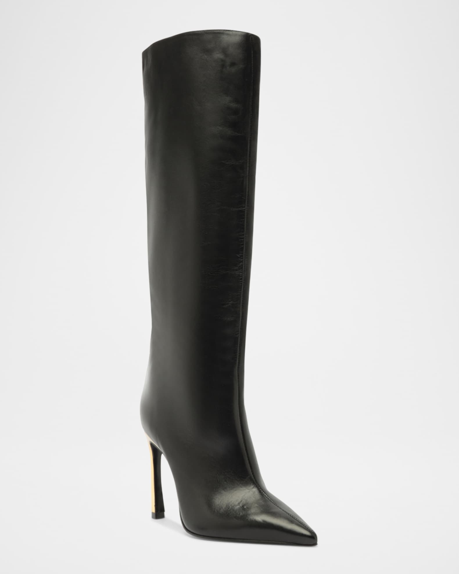 Schutz Cate Curve Leather & Metallic Heel Boots | Neiman Marcus