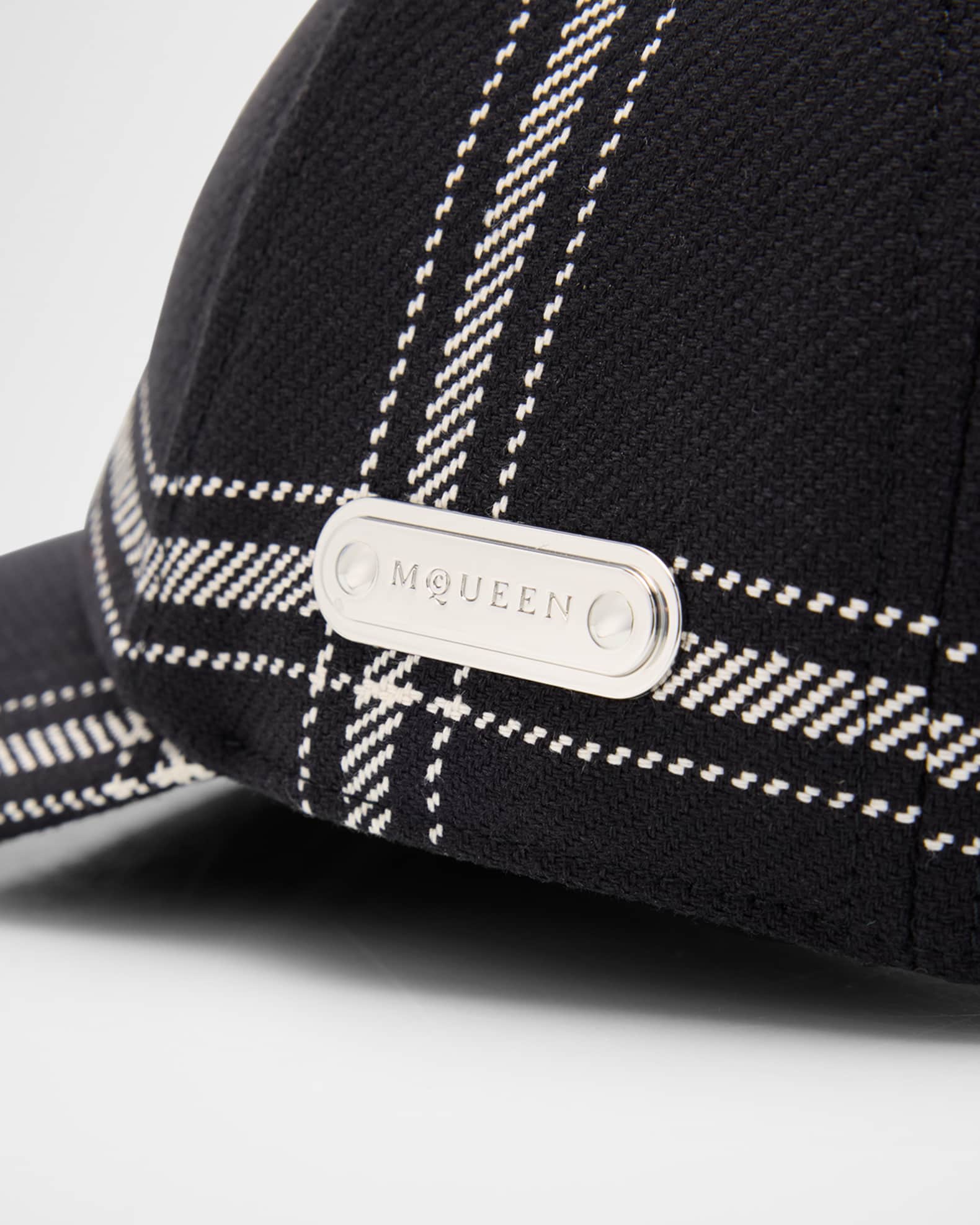 McQueen Men's Woven Wool Check Baseball Cap | Neiman Marcus