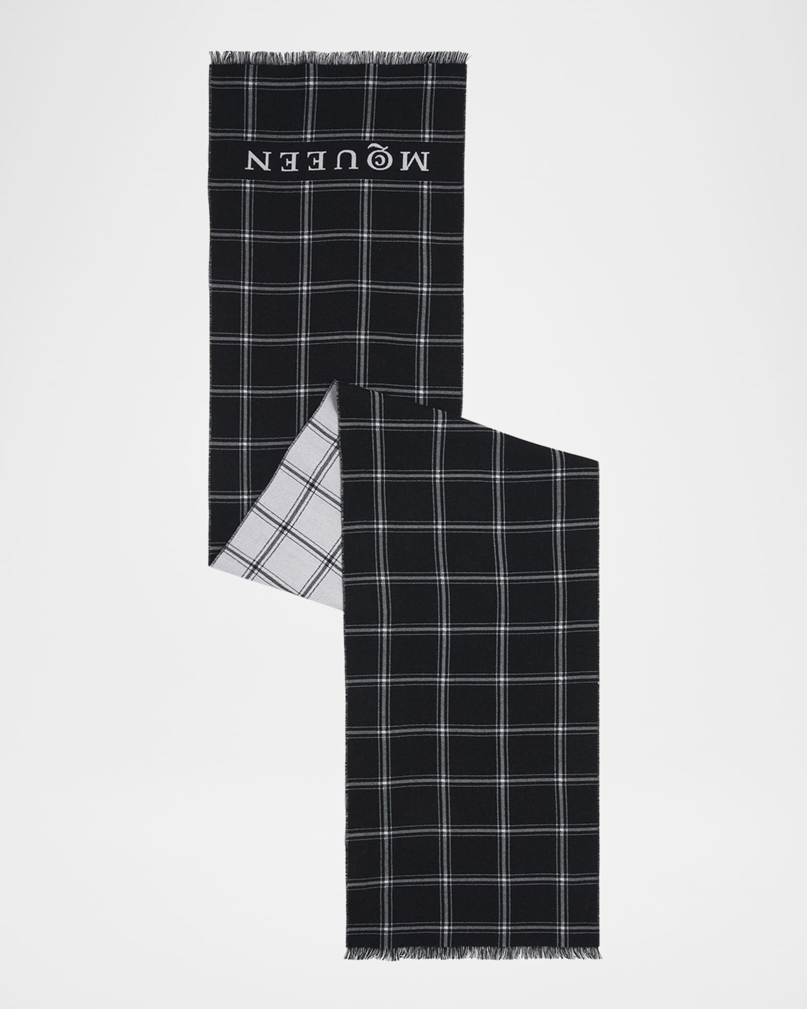 McQueen Men's Wool Logo Check Scarf | Neiman Marcus