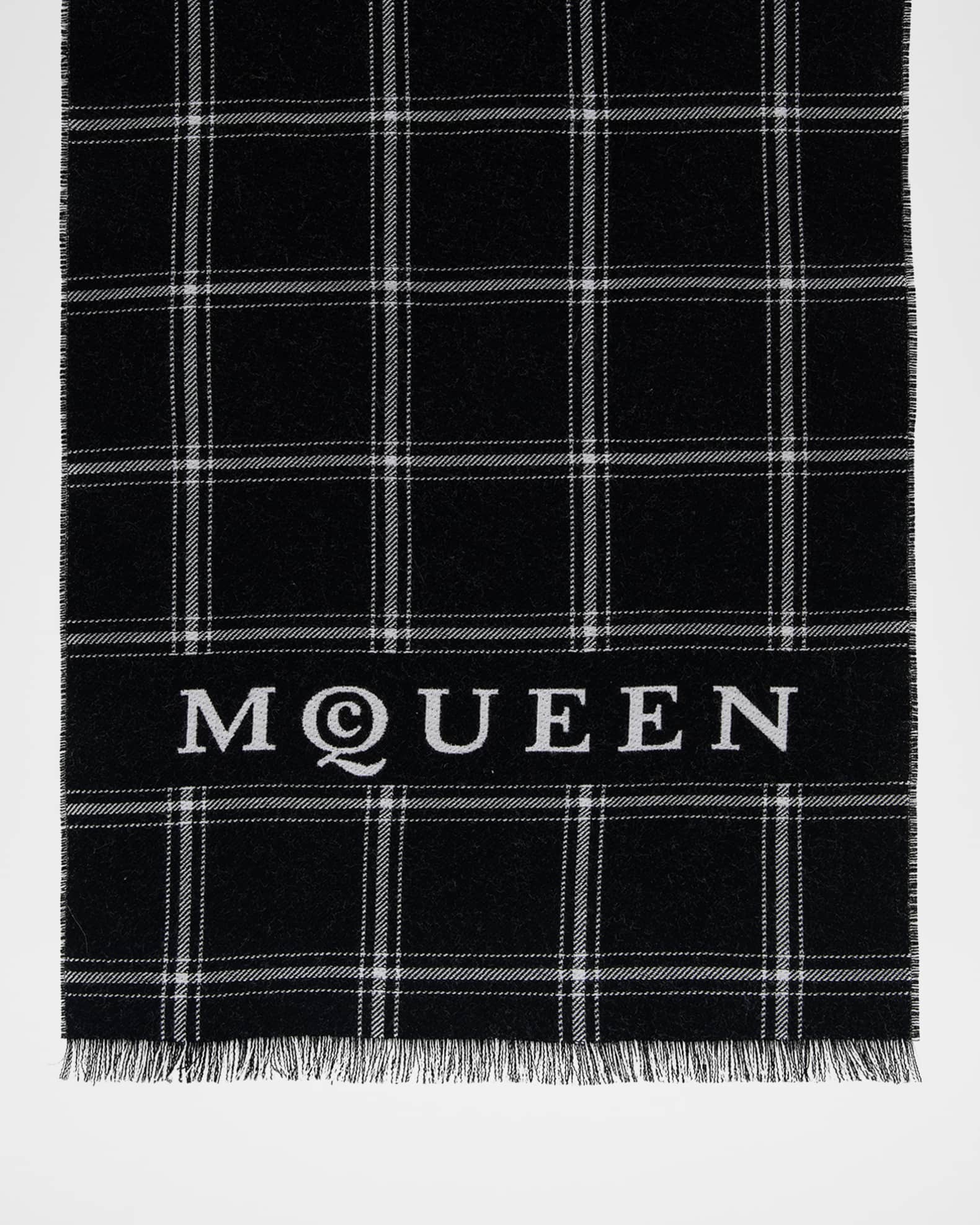 McQueen Men's Wool Logo Check Scarf | Neiman Marcus