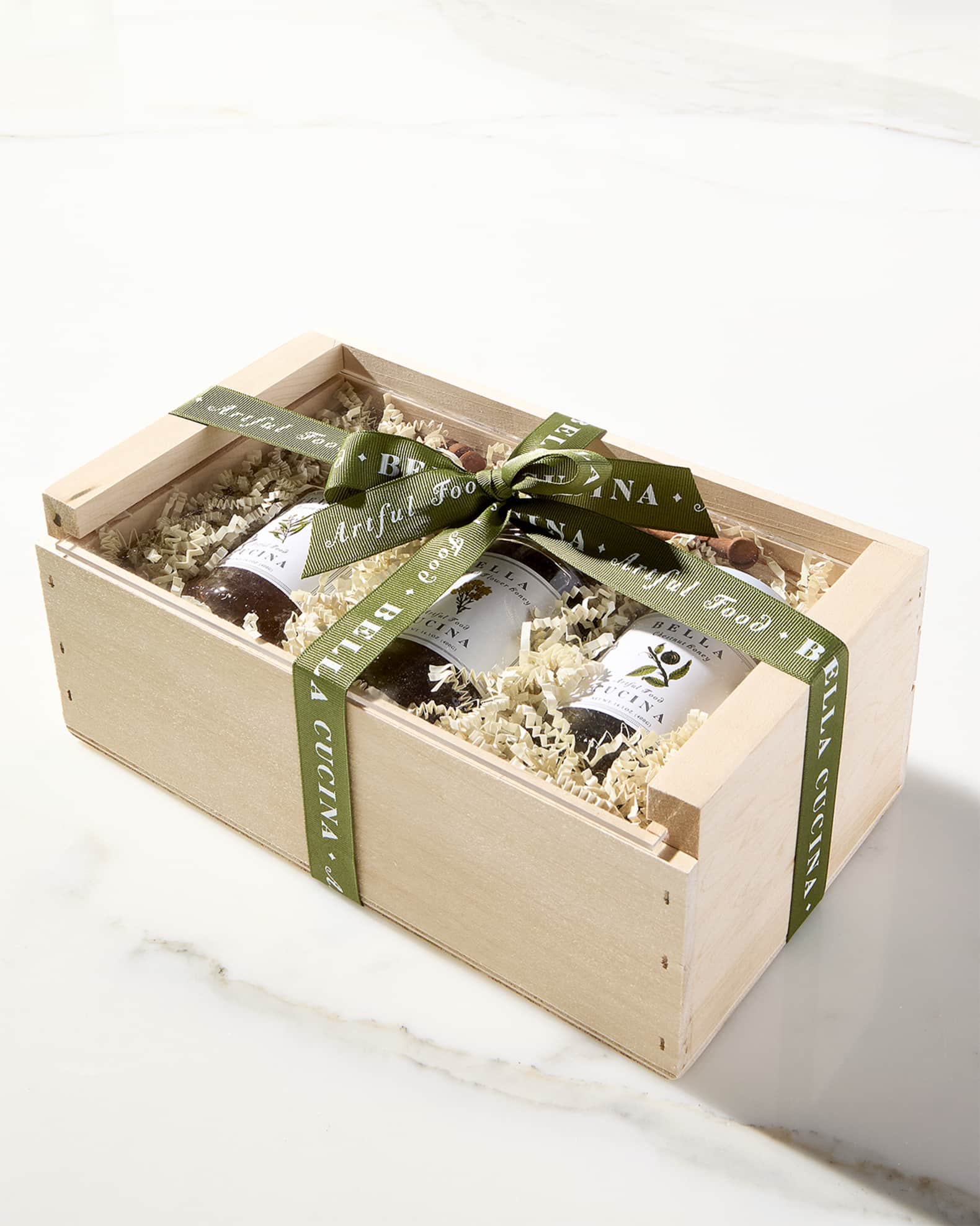 Bella Cucina Honey Trio Gift Box with Olive Wood Dipper | Neiman Marcus