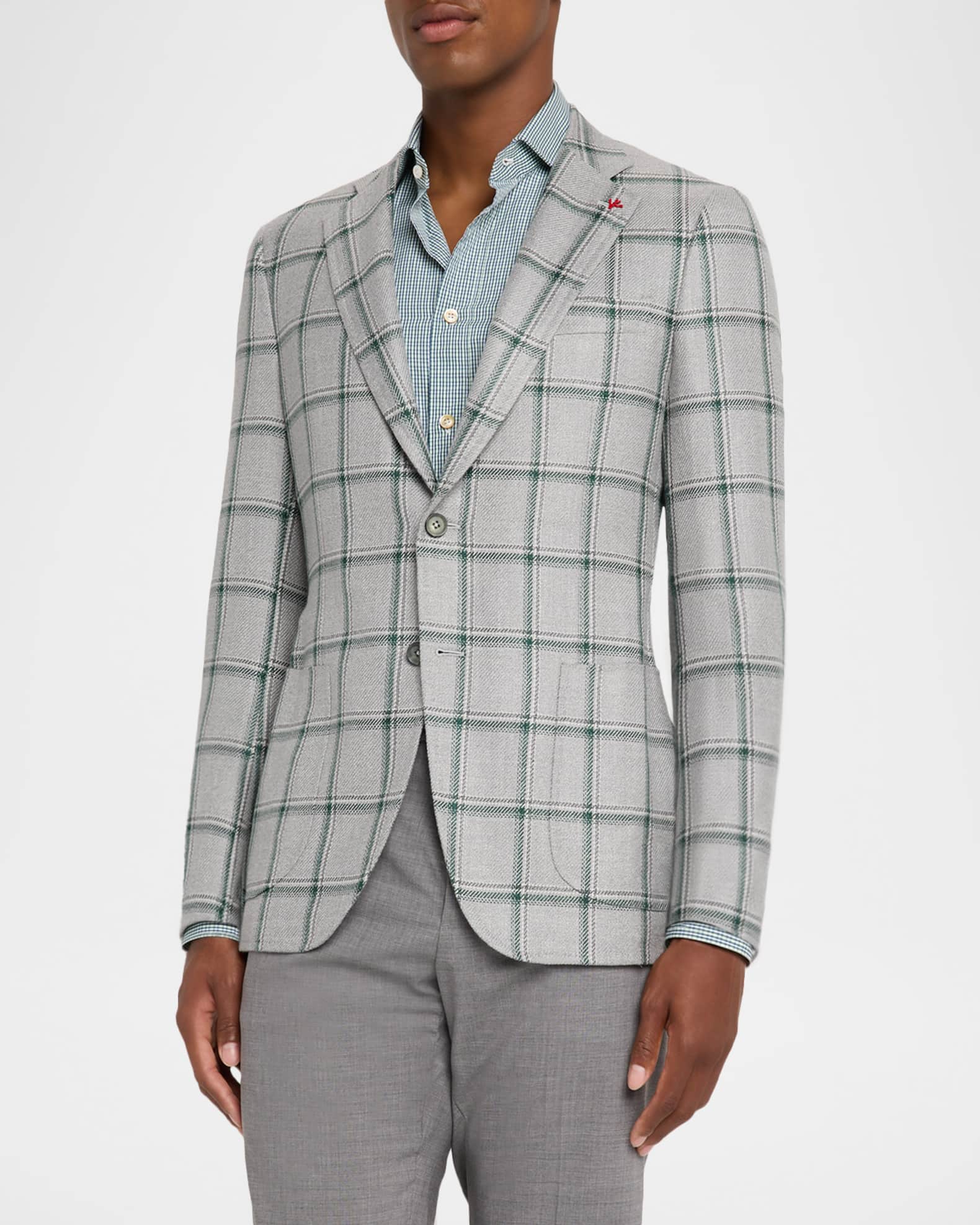 Isaia Men's Windowpane Sport Coat | Neiman Marcus