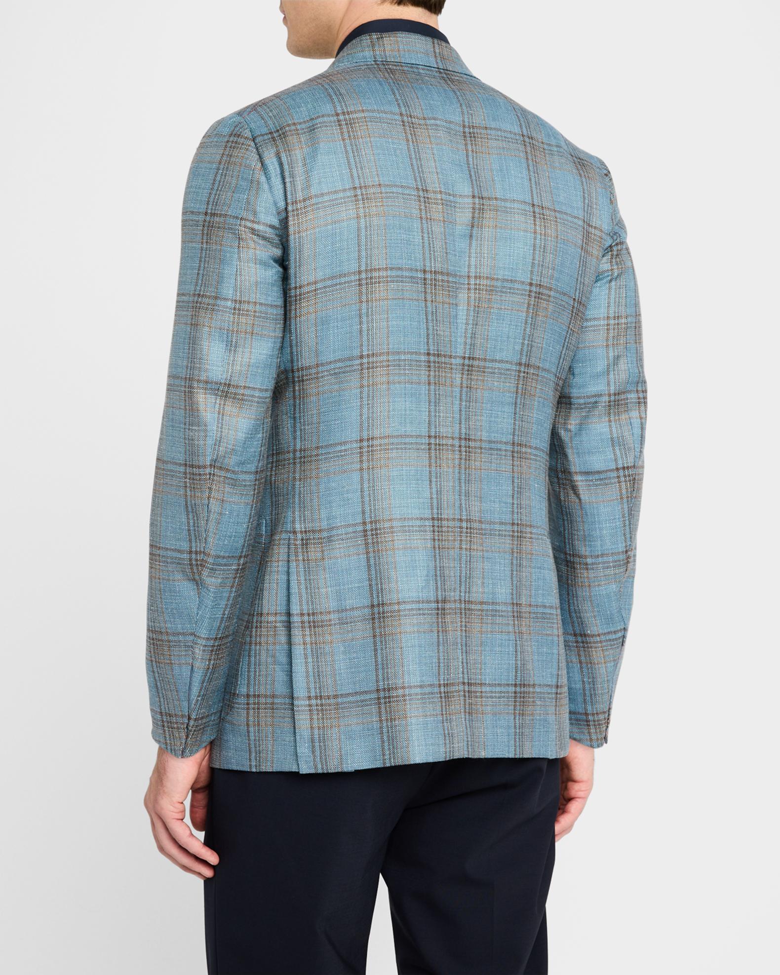 Isaia Men's Wool-Blend Plaid Sport Coat | Neiman Marcus