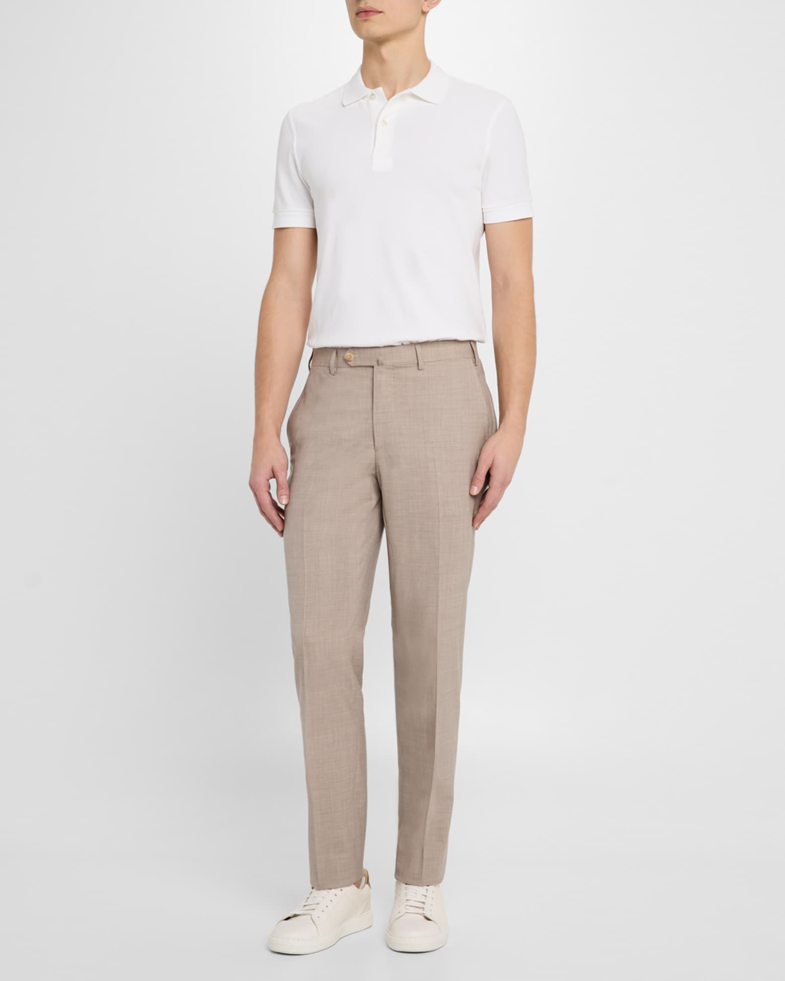 Isaia Men's Wool Flat Front Pants | Neiman Marcus