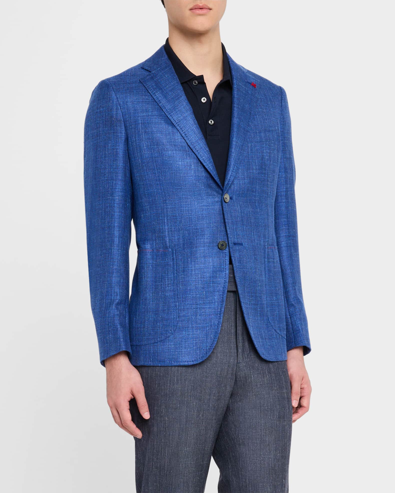 Isaia Men's Textured Wool-Blend Blazer | Neiman Marcus